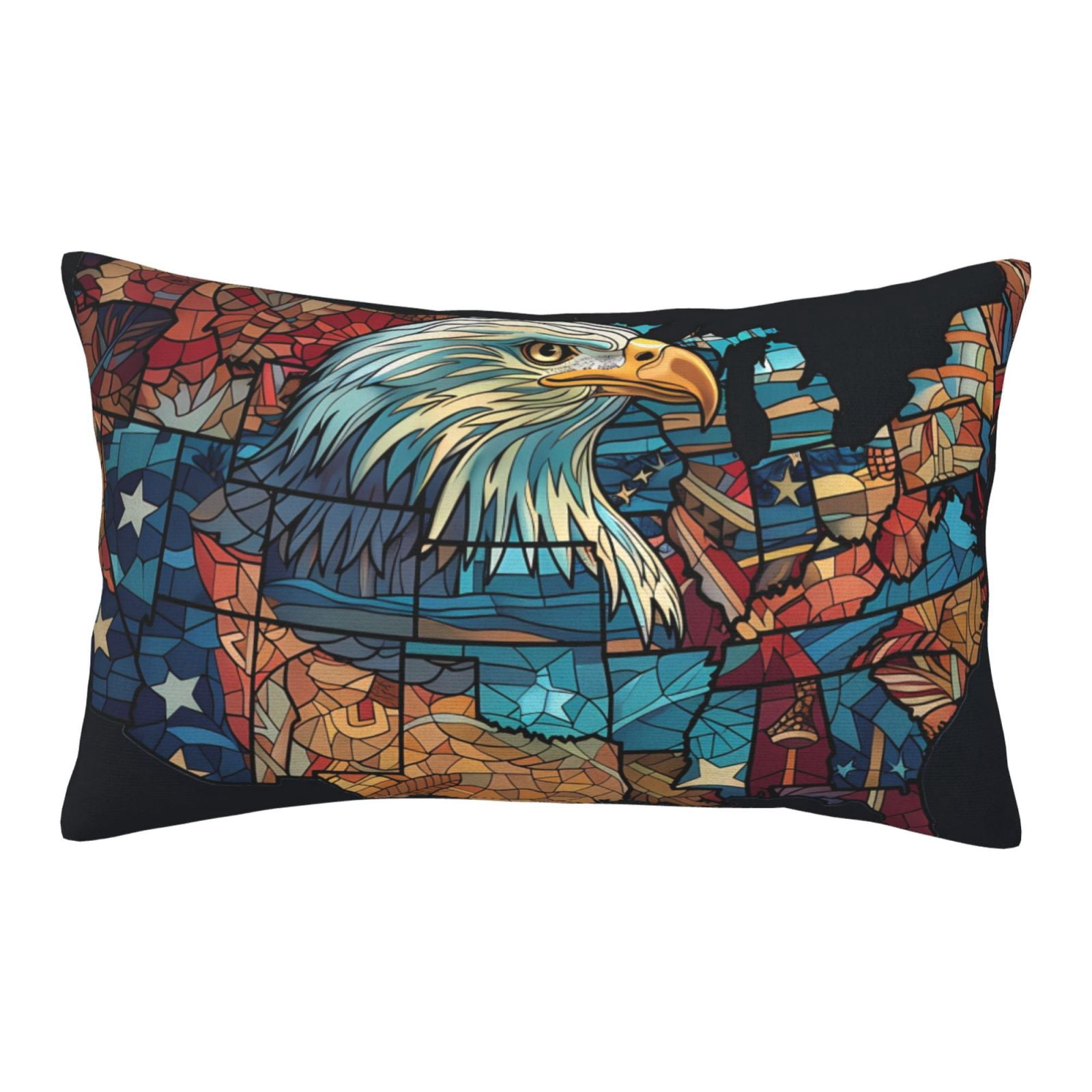 Uemuo Stained Glass Eagle USA Print Throw Pillow Case – Cozy & Soft ...