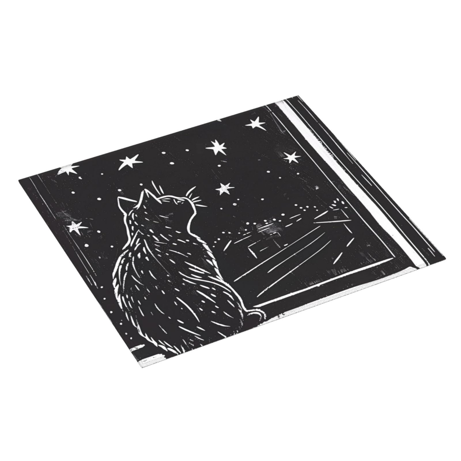 Uemuo Star Gazing Cat Illustration Pattern Dish Drying Mat,16*18 inch ...