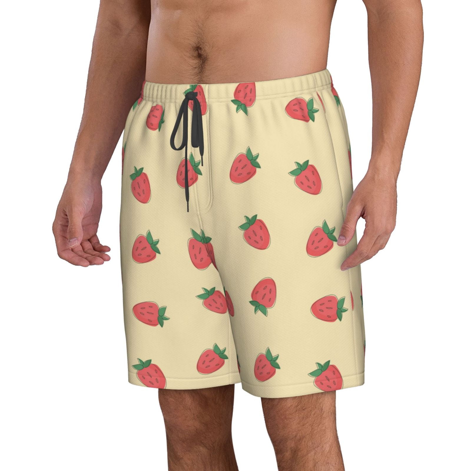 Uemuo Strawberries Pattern Men's Swim Trunks Hawaiian Beach Bathing ...