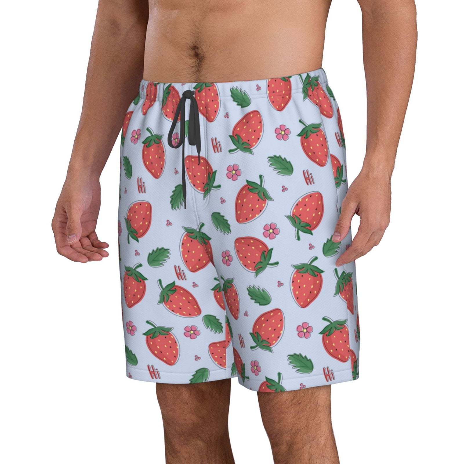 Uemuo Strawberries Pattern Men's Swim Trunks Hawaiian Beach Bathing ...