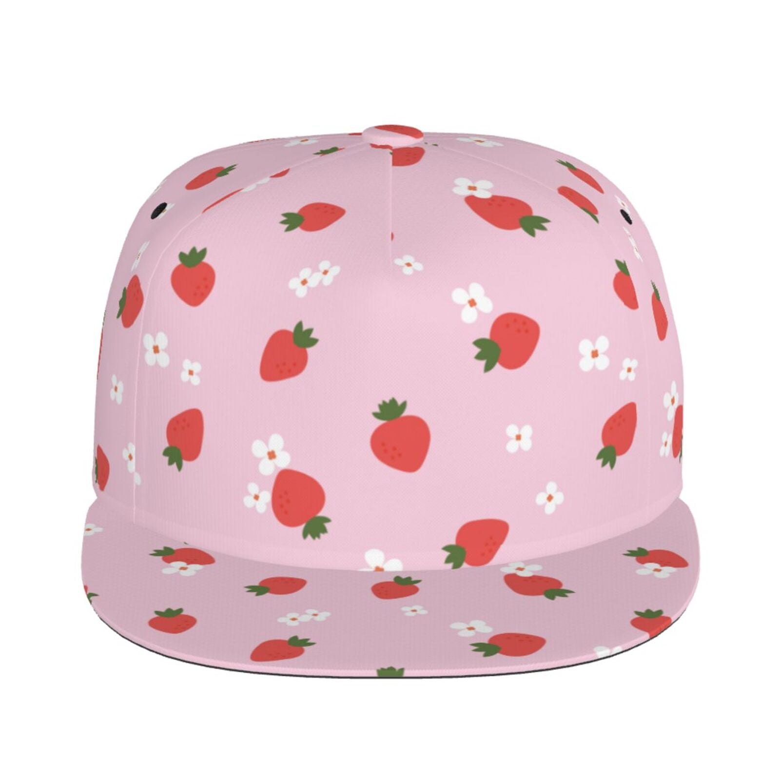 Uemuo Strawberry Floral Pattern Women's Baseball Cap,Straight Brim Hat ...