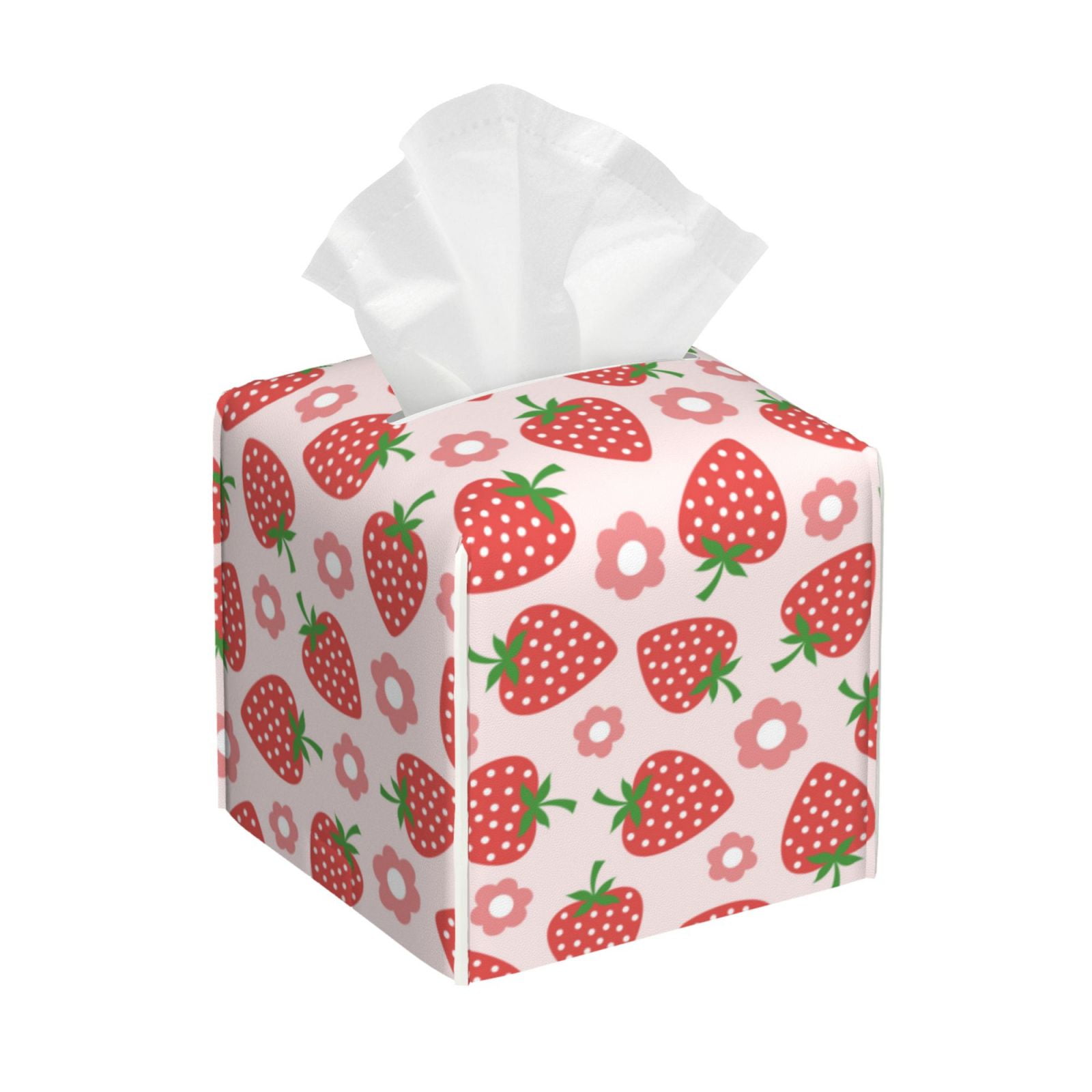 Uemuo Strawberry Flower Tissue Box Cover Holder, Square with Bottom ...