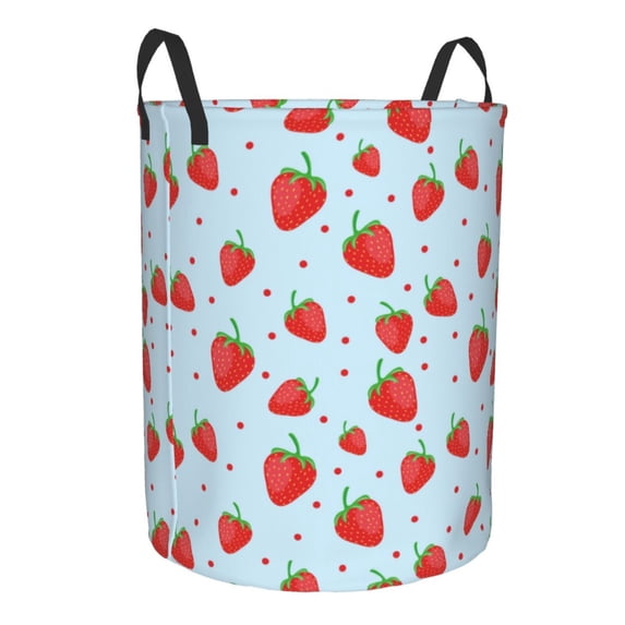 Uemuo Strawberry Pattern Circular Laundry Hamper Basket with handles ...