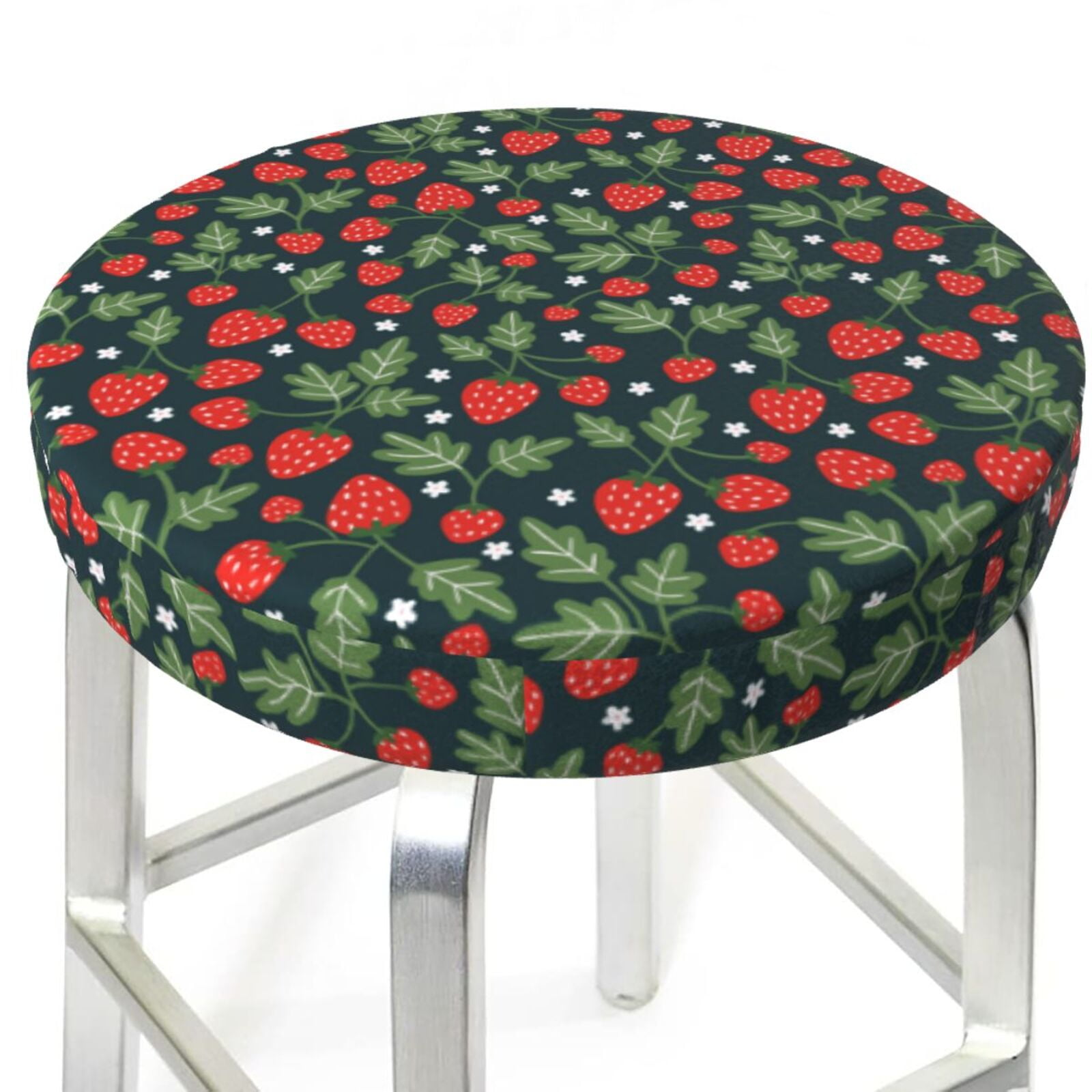 Uemuo Strawberry Pattern Round Bar Stool Seat Covers Washable Stool ...