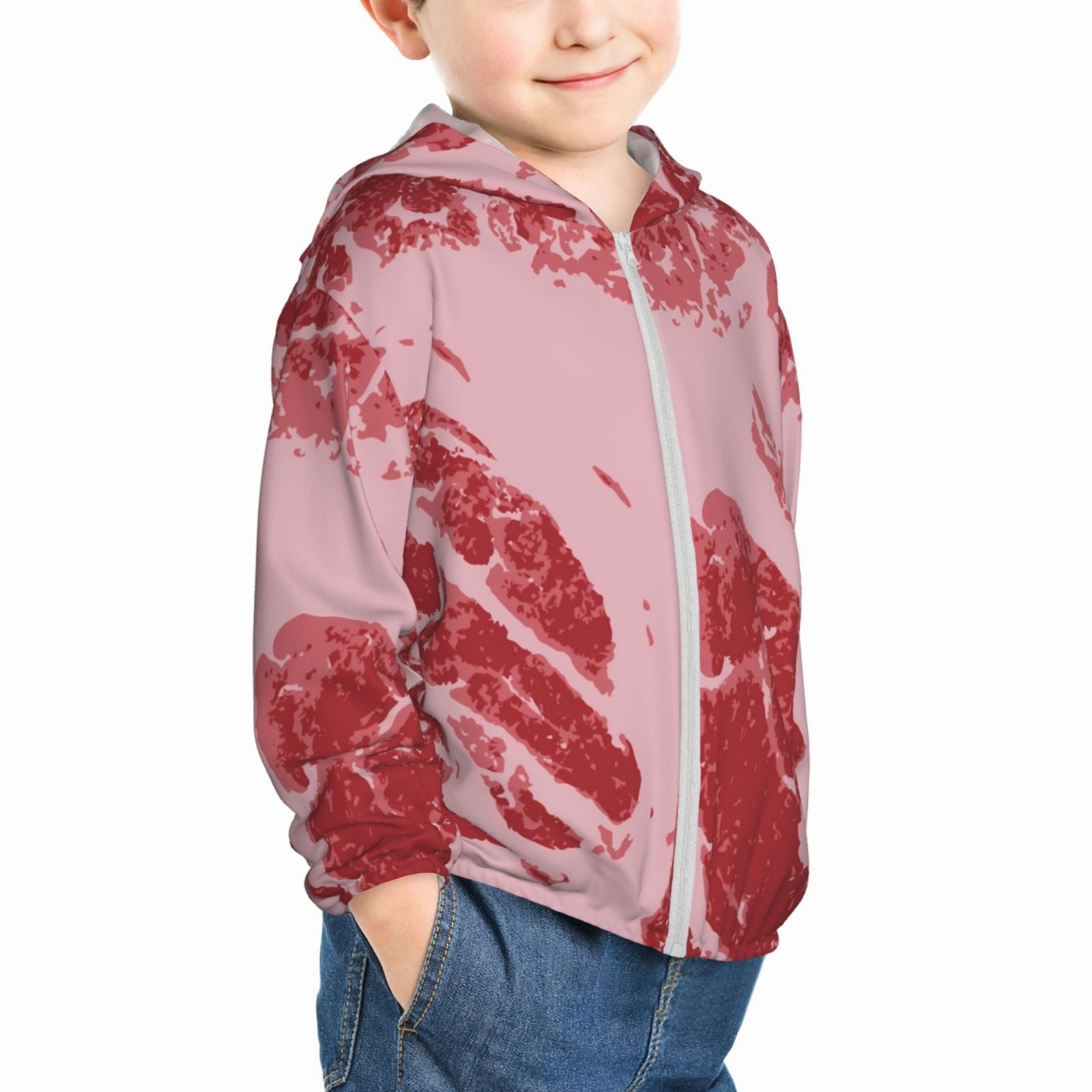 Uemuo Striped Meat Pattern Rash Guard for Boys Girls Long Sleeve Swim ...