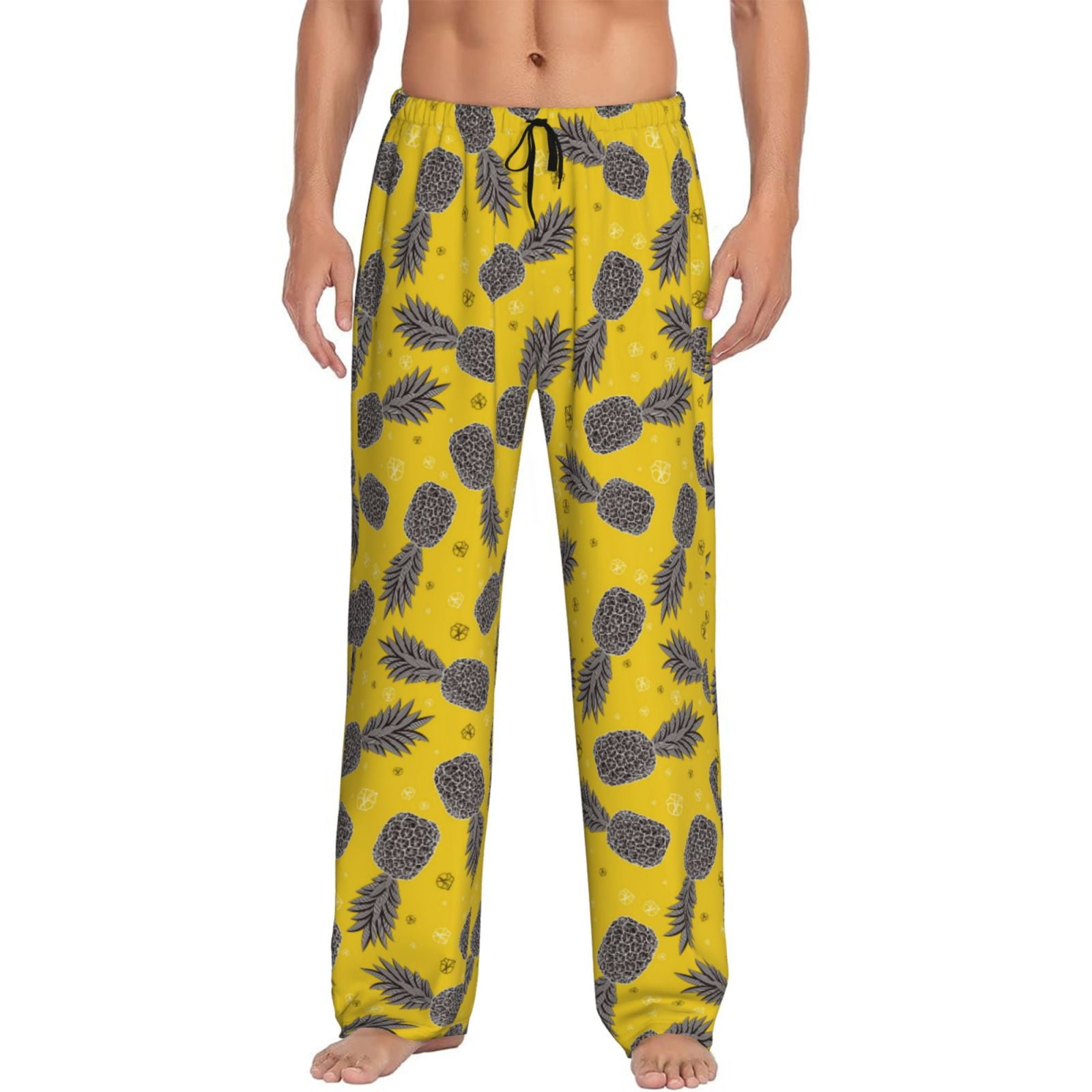 Uemuo Summer Pineapple Pattern Men's Wide Leg Palazzo Lounge Pants with ...