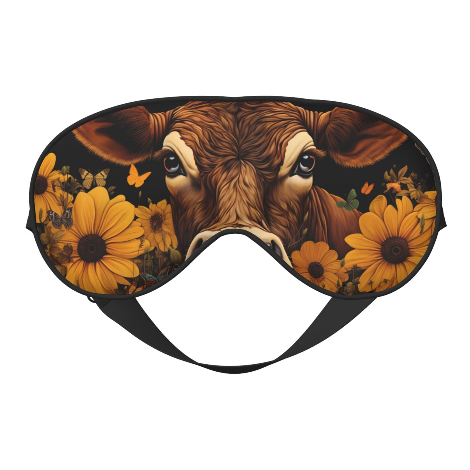 Uemuo Sunflower Butterfly Cow Pattern Sleep Eye Mask - Light Blocking ...