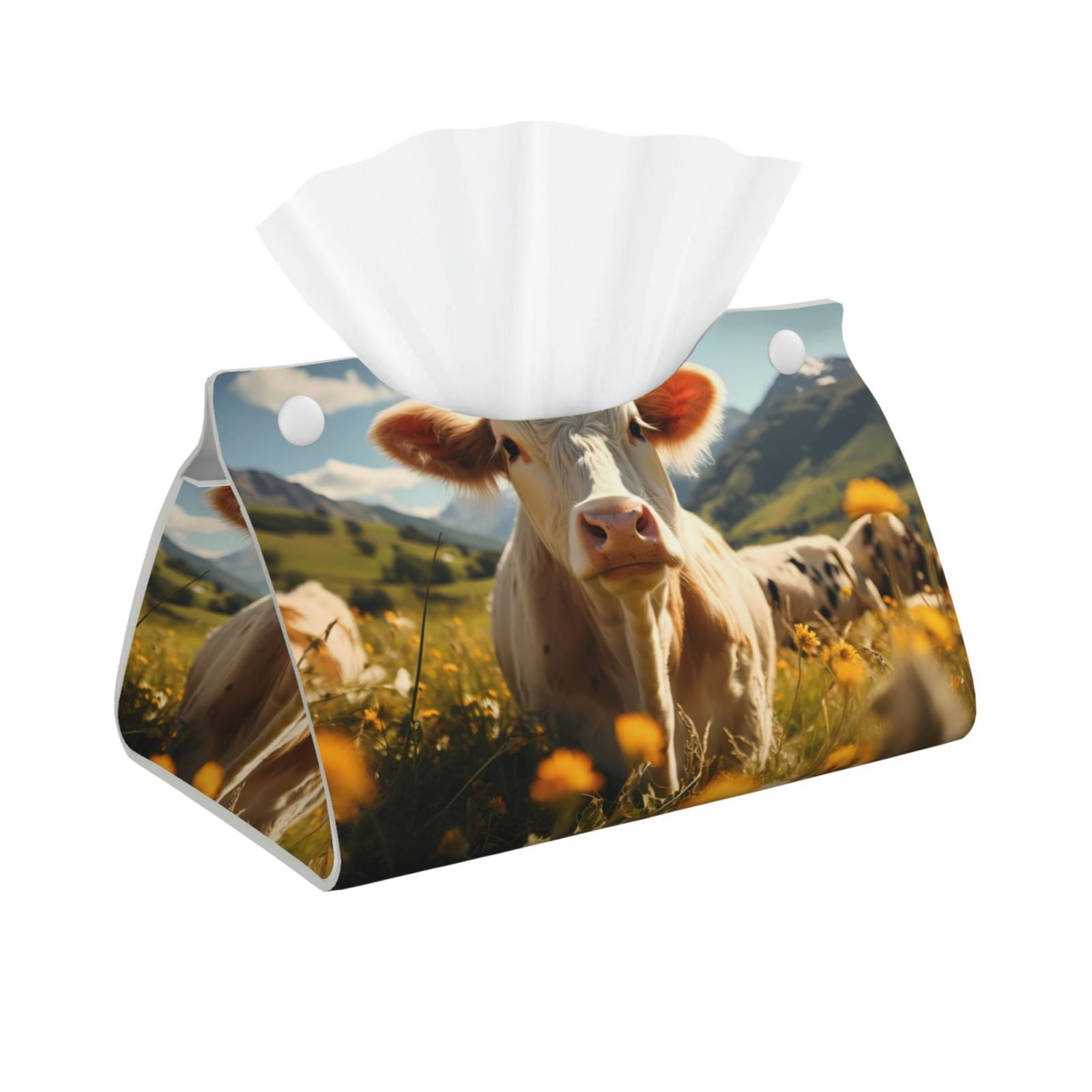 Uemuo Sunflower Cow Pasture Pattern Tissue Box Cover Holder, Triangle ...