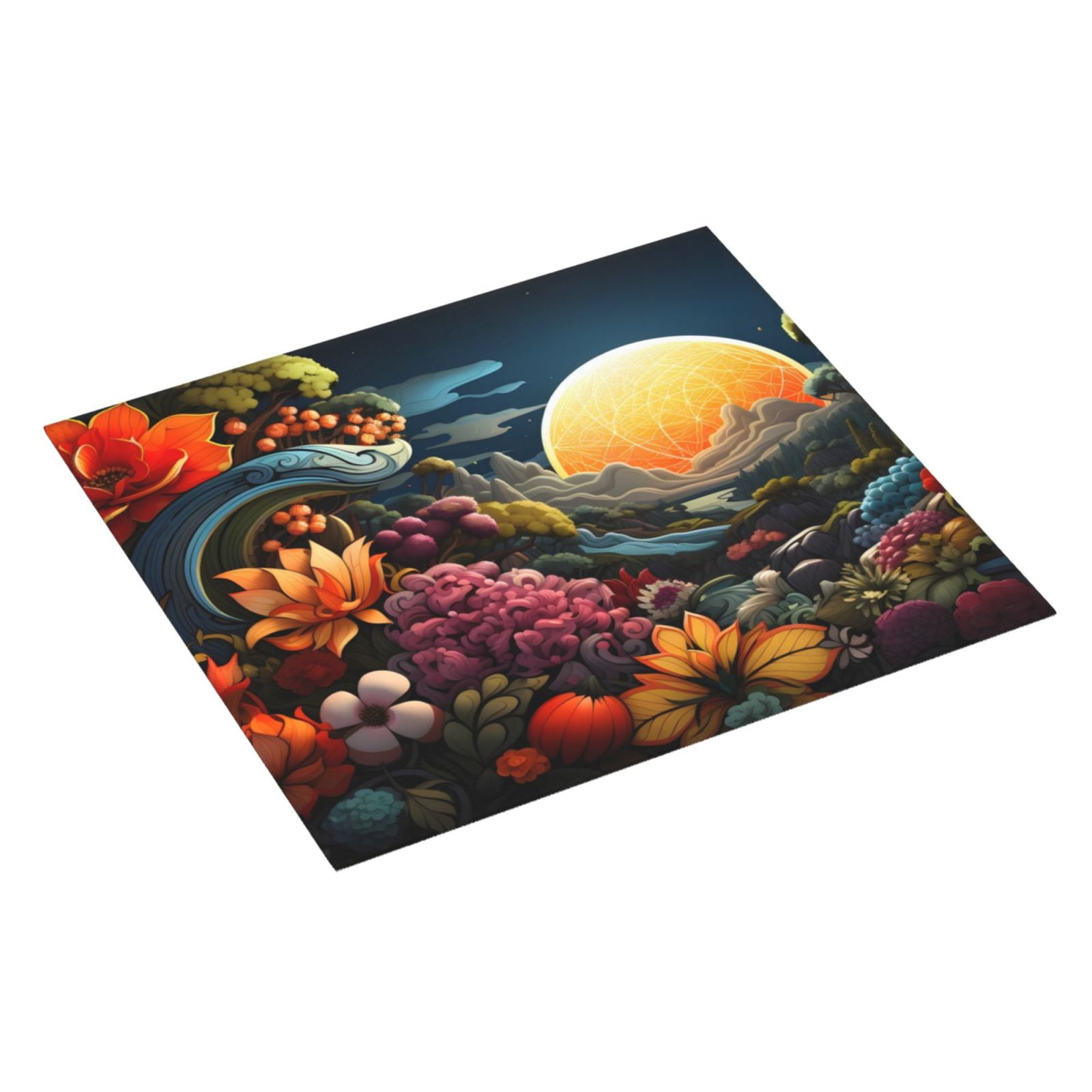 Uemuo Sunset Floral Fantasy Landscape Pattern Dish Drying Mat,16*18 ...