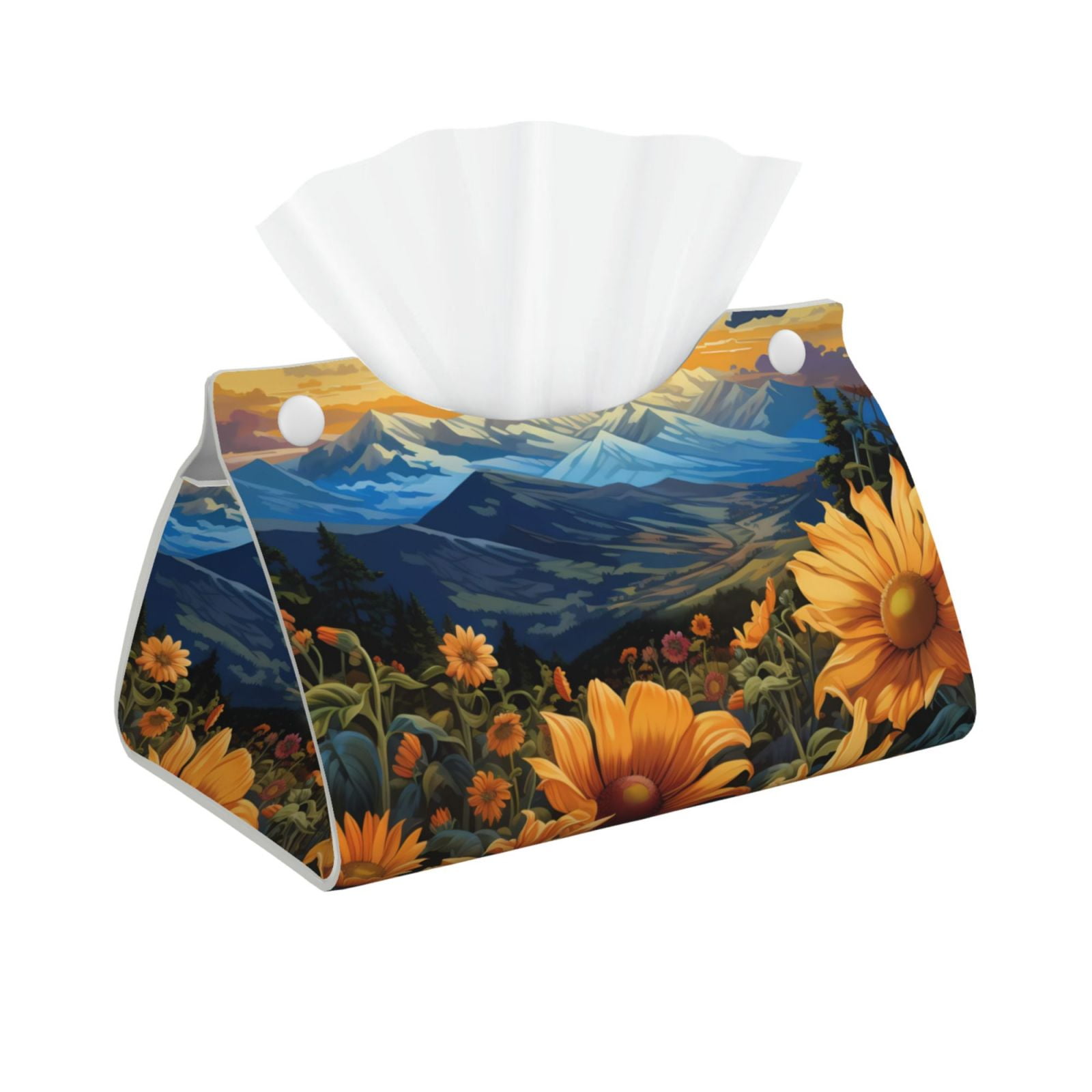 Uemuo Sunset Sky Sunflower Pattern Tissue Box Cover Holder, Triangle ...