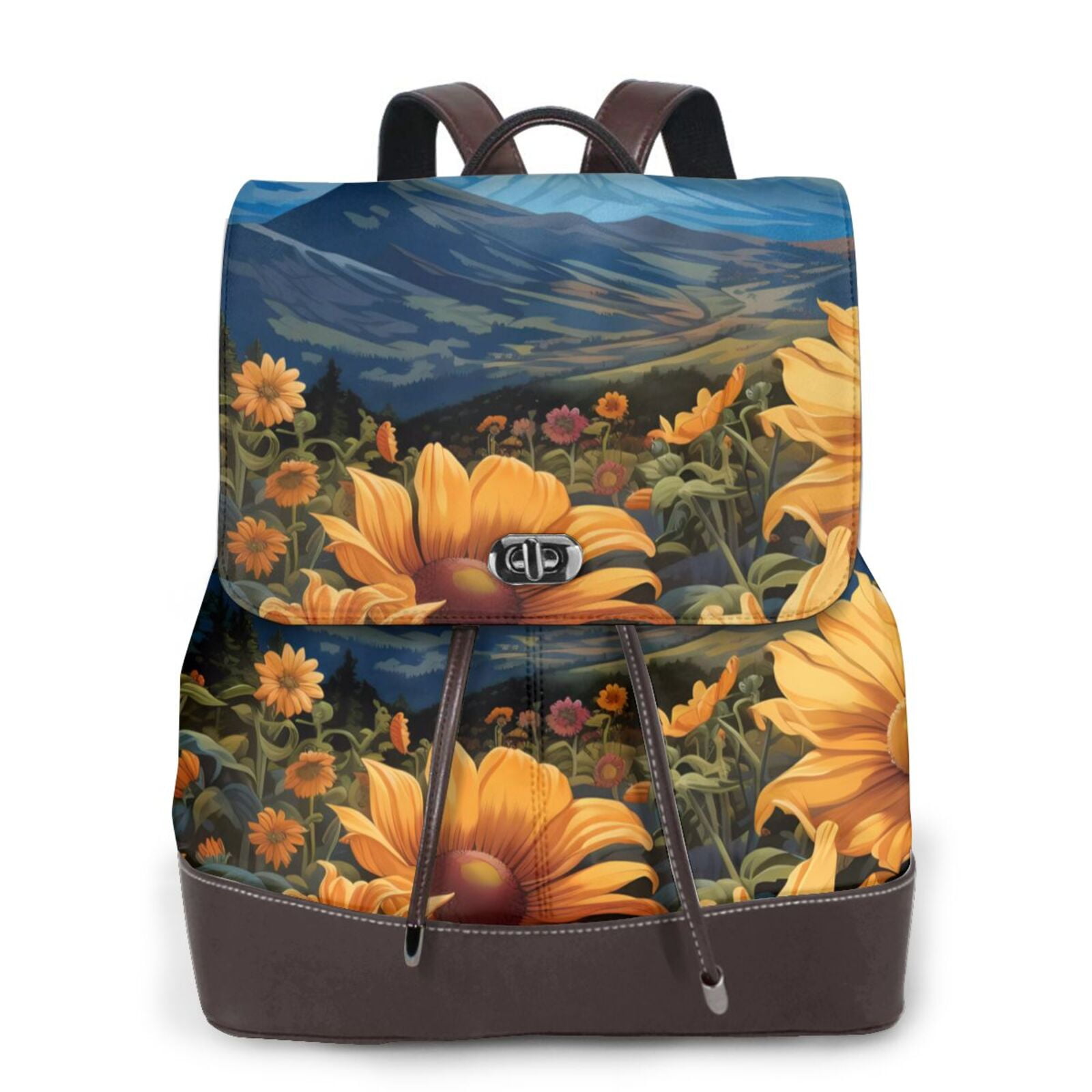 Uemuo Sunset Sky Sunflower for Backpack Purse for Women Large Capacity ...