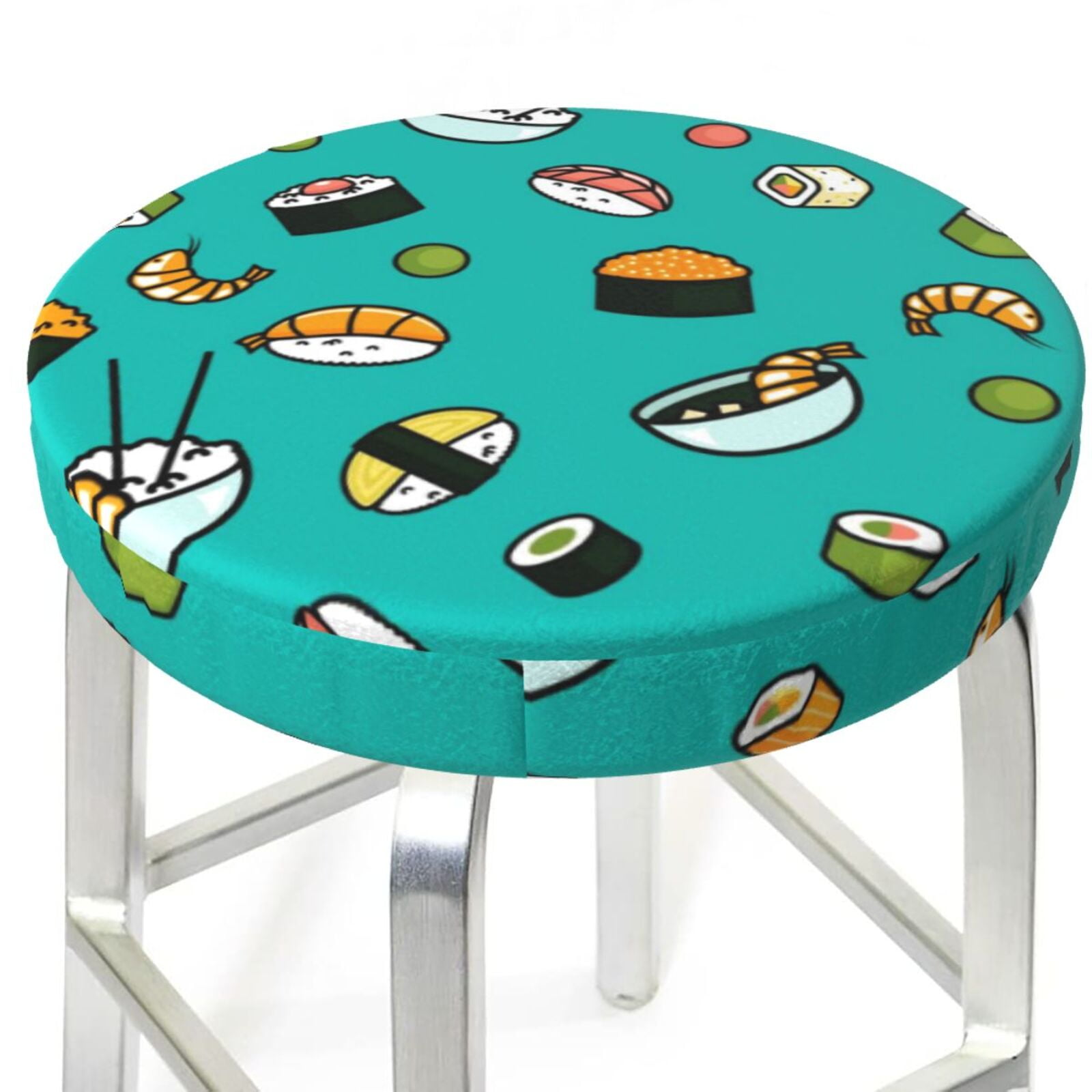 Uemuo Sushi Pattern Round Bar Stool Seat Covers Washable Stool Cushion ...