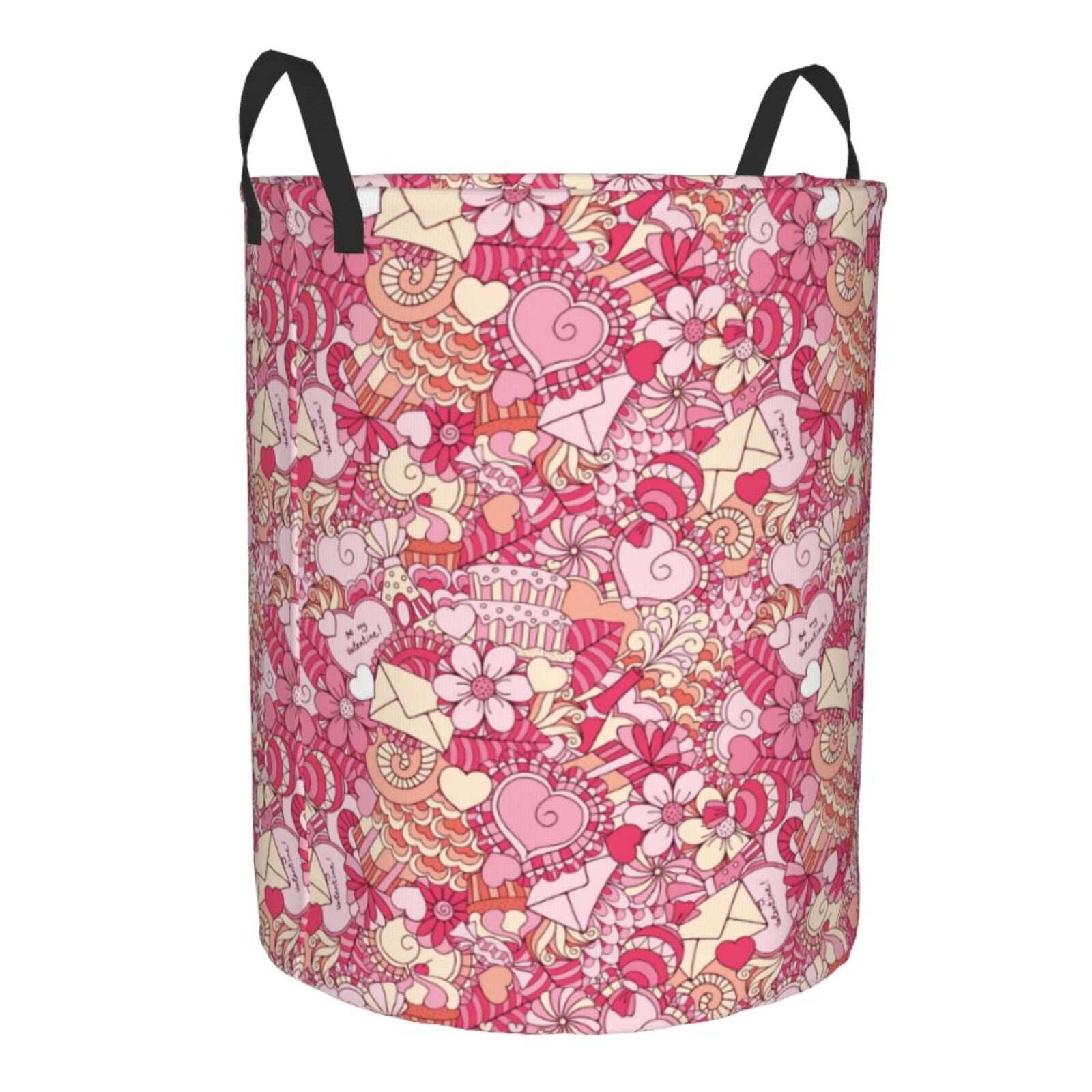 Uemuo Sweet Pattern Circular Laundry Hamper Basket with handles ...