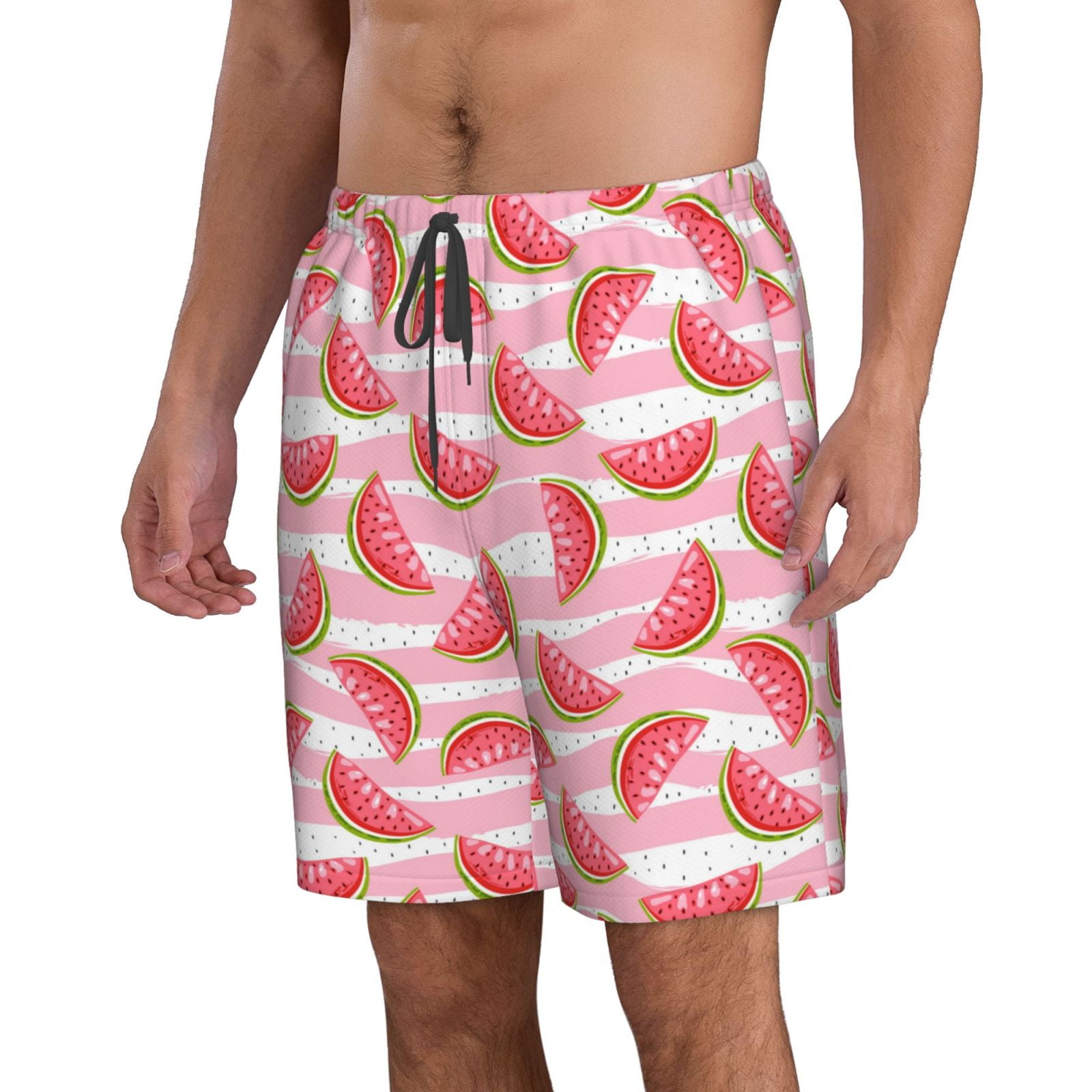 Uemuo Sweet Watermelon Pattern Men's Swim Trunks Hawaiian Beach Bathing ...