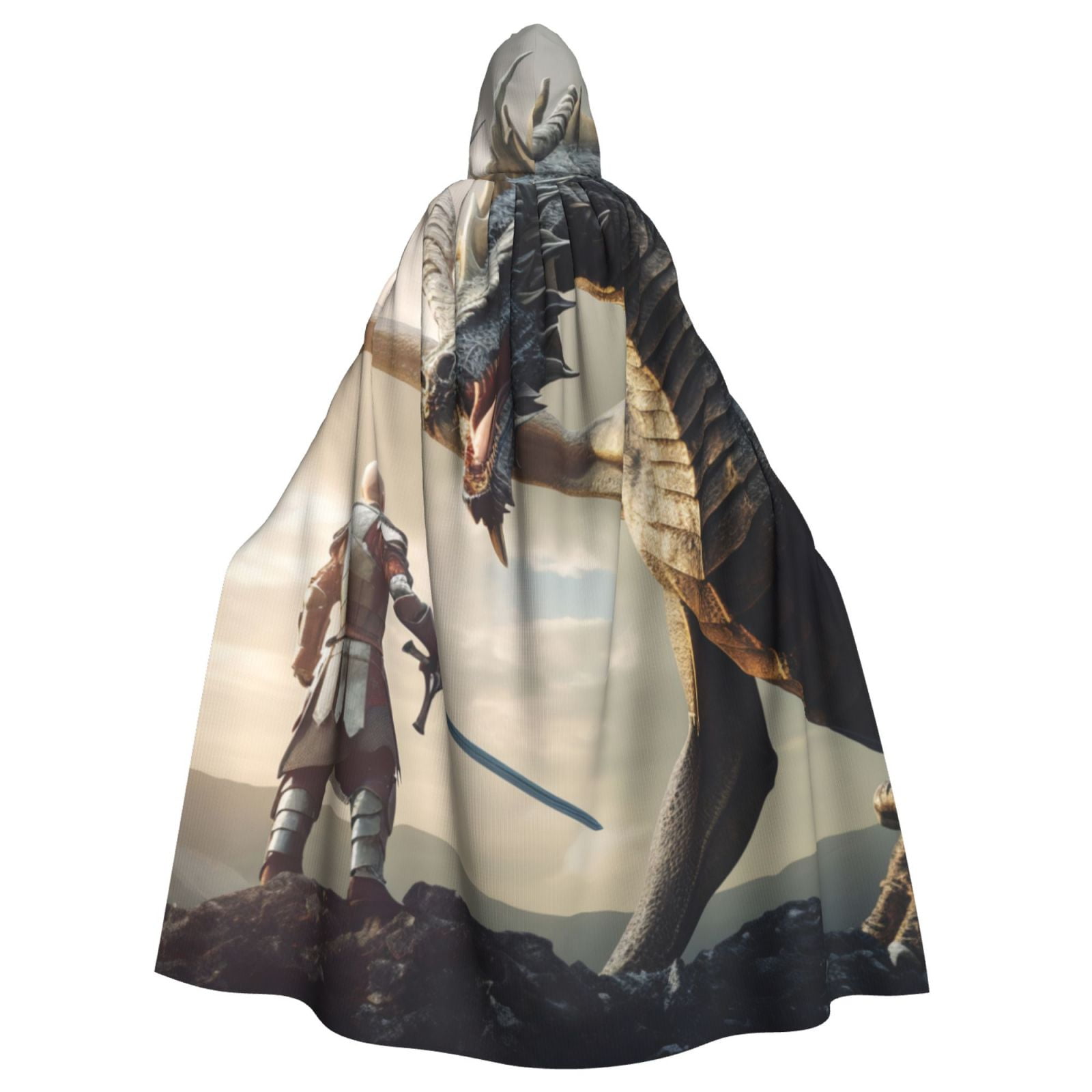 Uemuo Swordsman Cool Dragon Pattern Hooded Cloak Cape with Hood ...