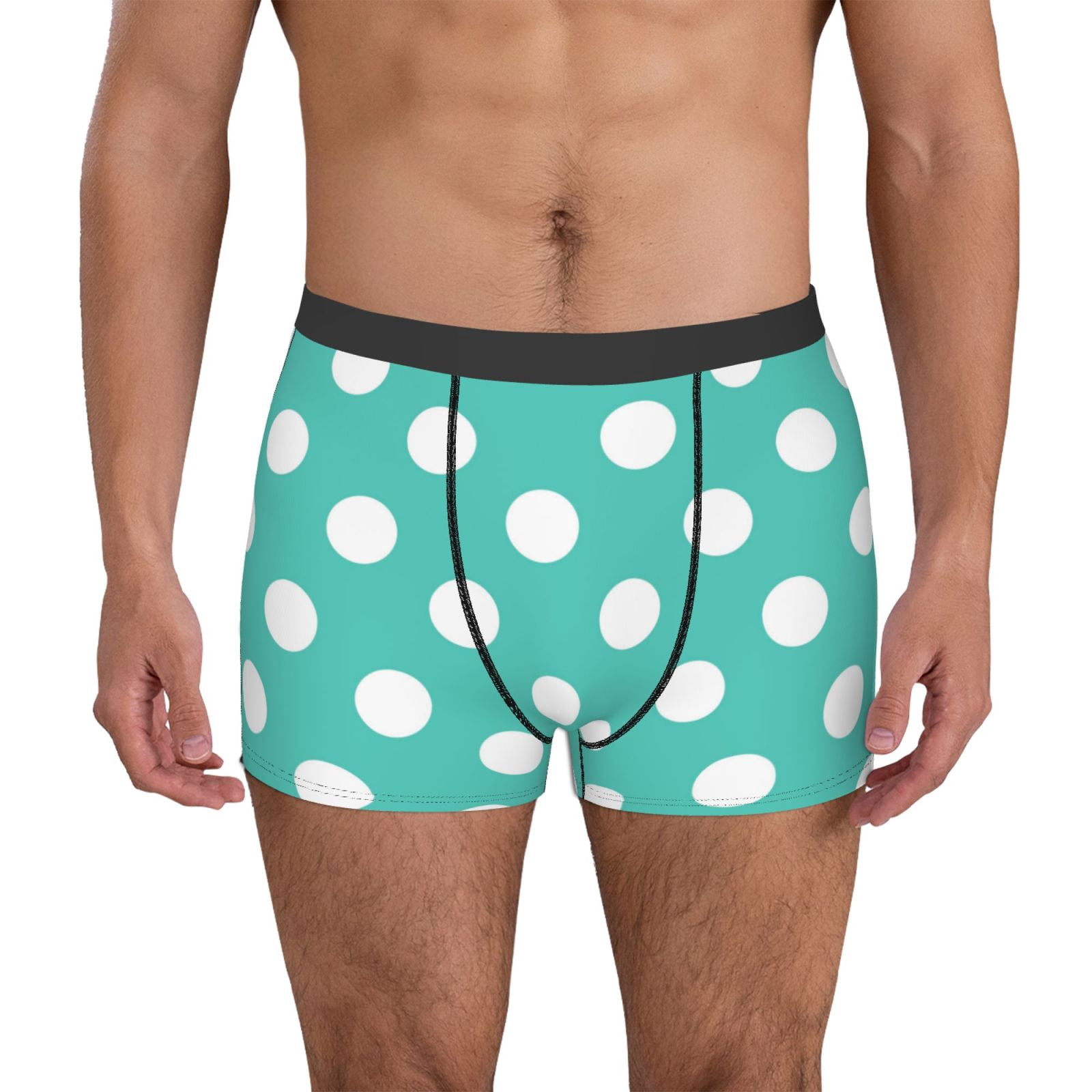 Uemuo Teal Turquoise And White Polka Dot Pattern Men's Boxer Briefs ...