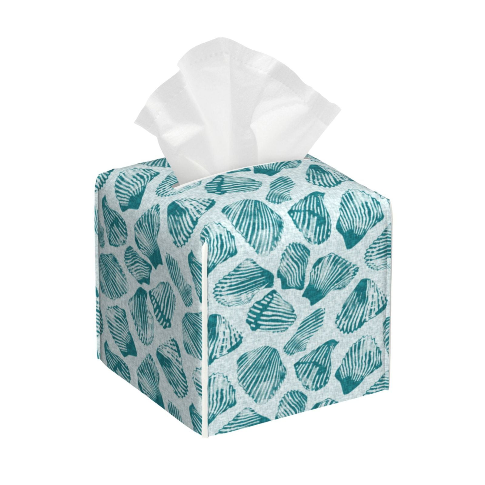 Uemuo Teal turquoise shell Pattern Tissue Box Cover Holder, Square with ...