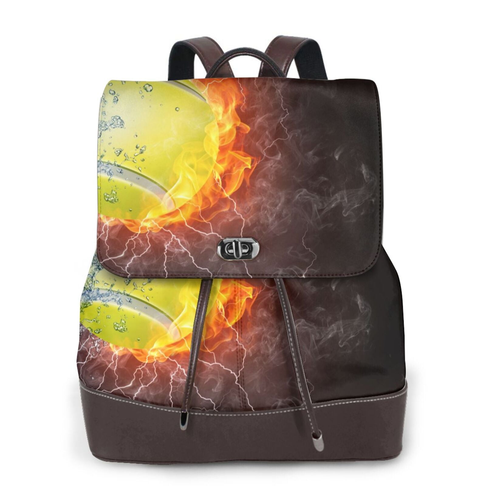 Uemuo Tennis Ball On Fire And Water for Backpack Purse for Women Large ...