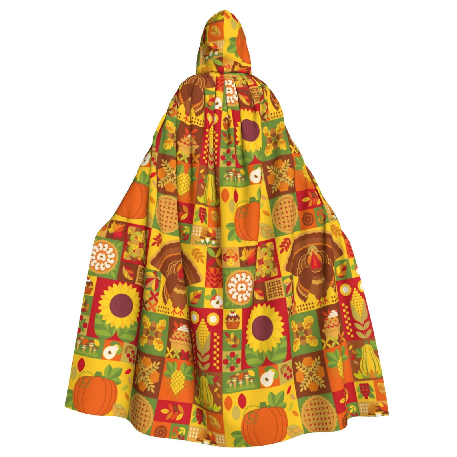 Uemuo Thanksgiving Day Pattern Hooded Cloak Cape with Hood Halloween ...