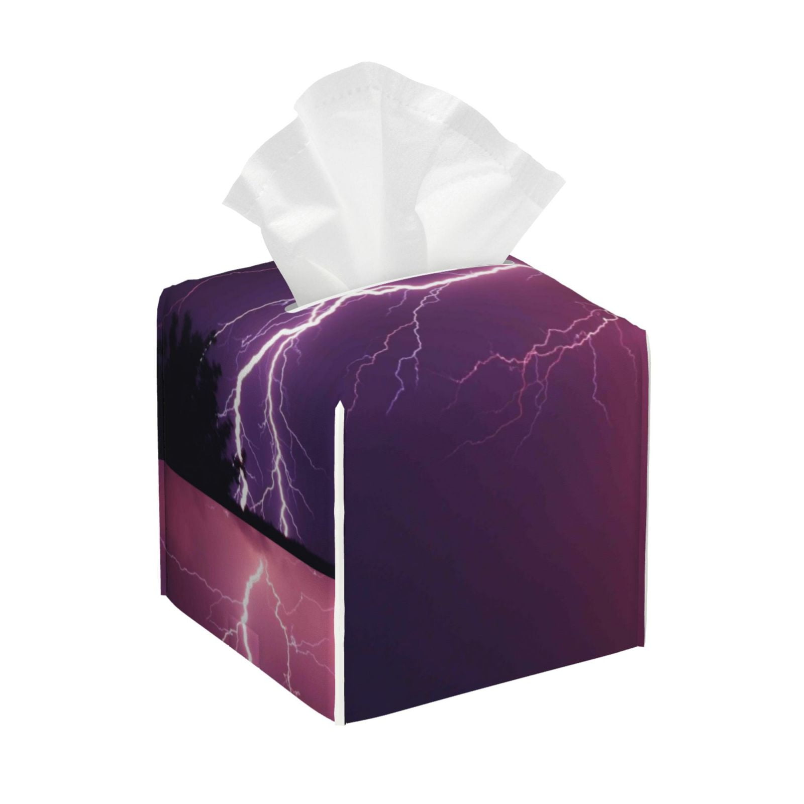 Uemuo Thunderstorm Violet Purple Tissue Box Cover Holder, Square with ...