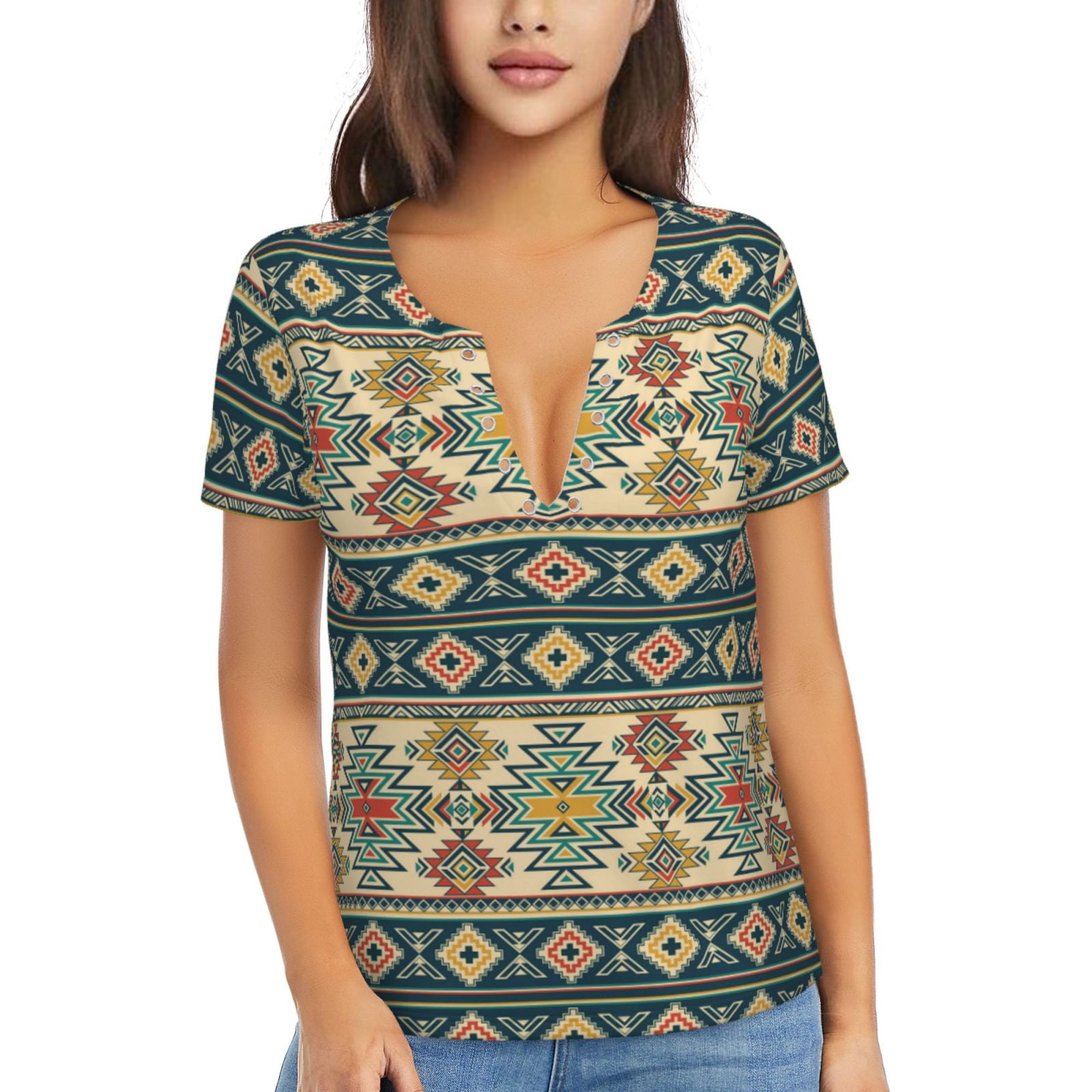 Uemuo Traditional Tribal Aztec1 Drawing Women's Deep V-Neck Low Cut ...
