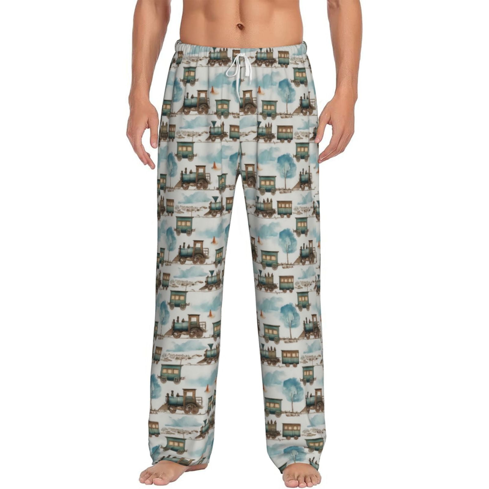 Uemuo Transport Train Pattern Men's Wide Leg Palazzo Lounge Pants with ...