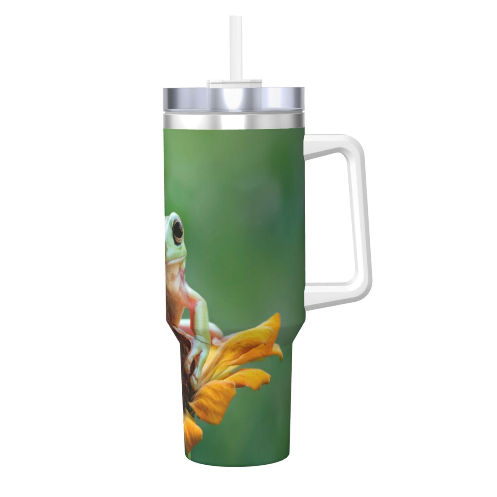 Uemuo Tree Frog Sitting On Sunflowes Print 40oz Ice Bully With Handle ...