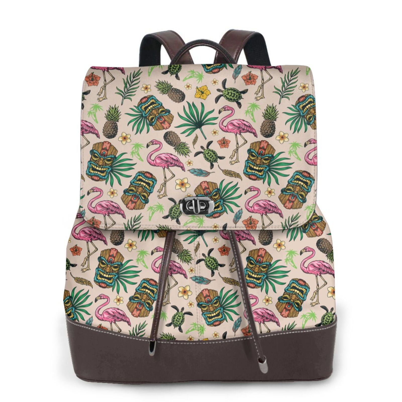 Uemuo Tropical Mask Flamingo for Backpack Purse for Women Large ...