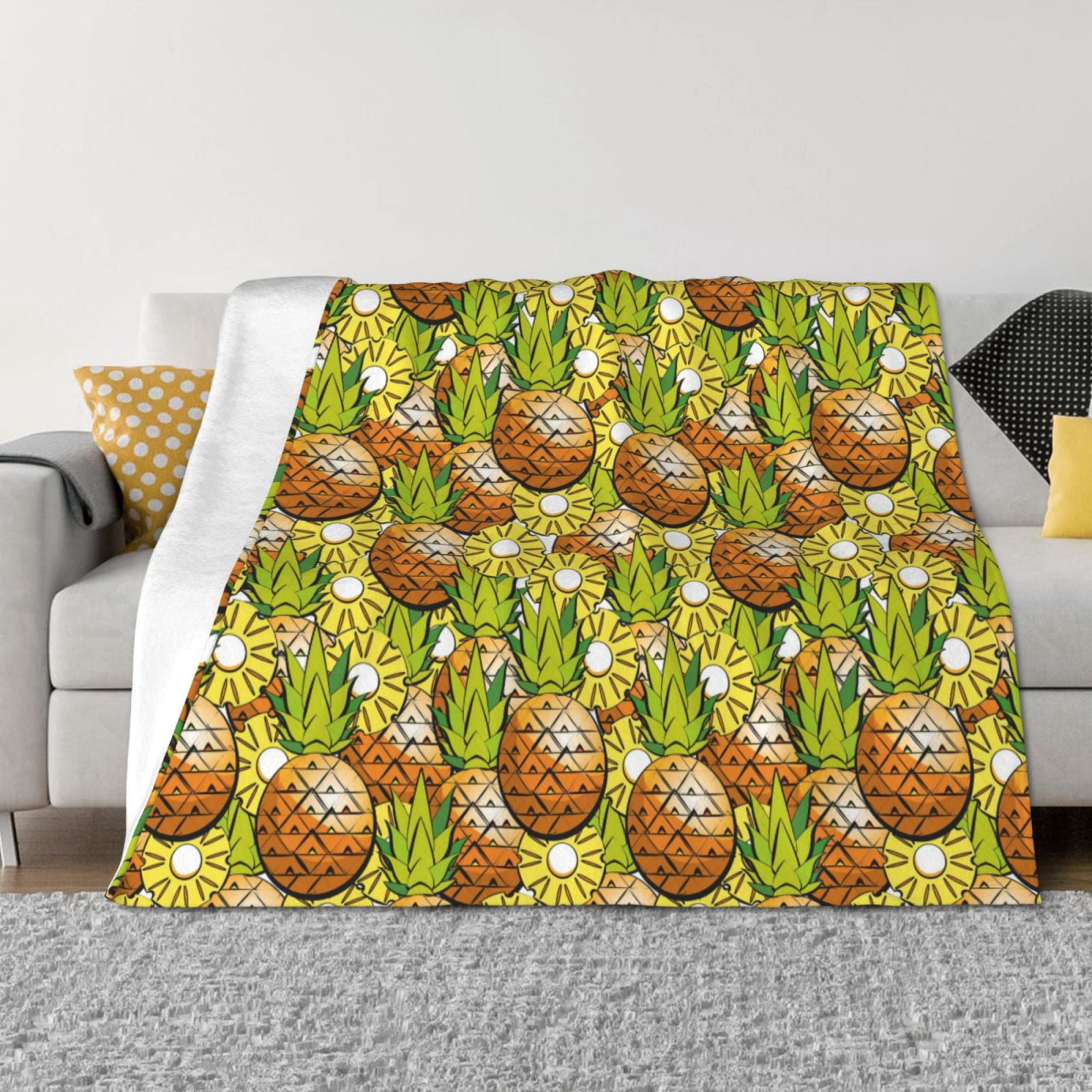 Uemuo Tropical Summer Fruit Printed Throw Blanket for Couch, Fluffy ...