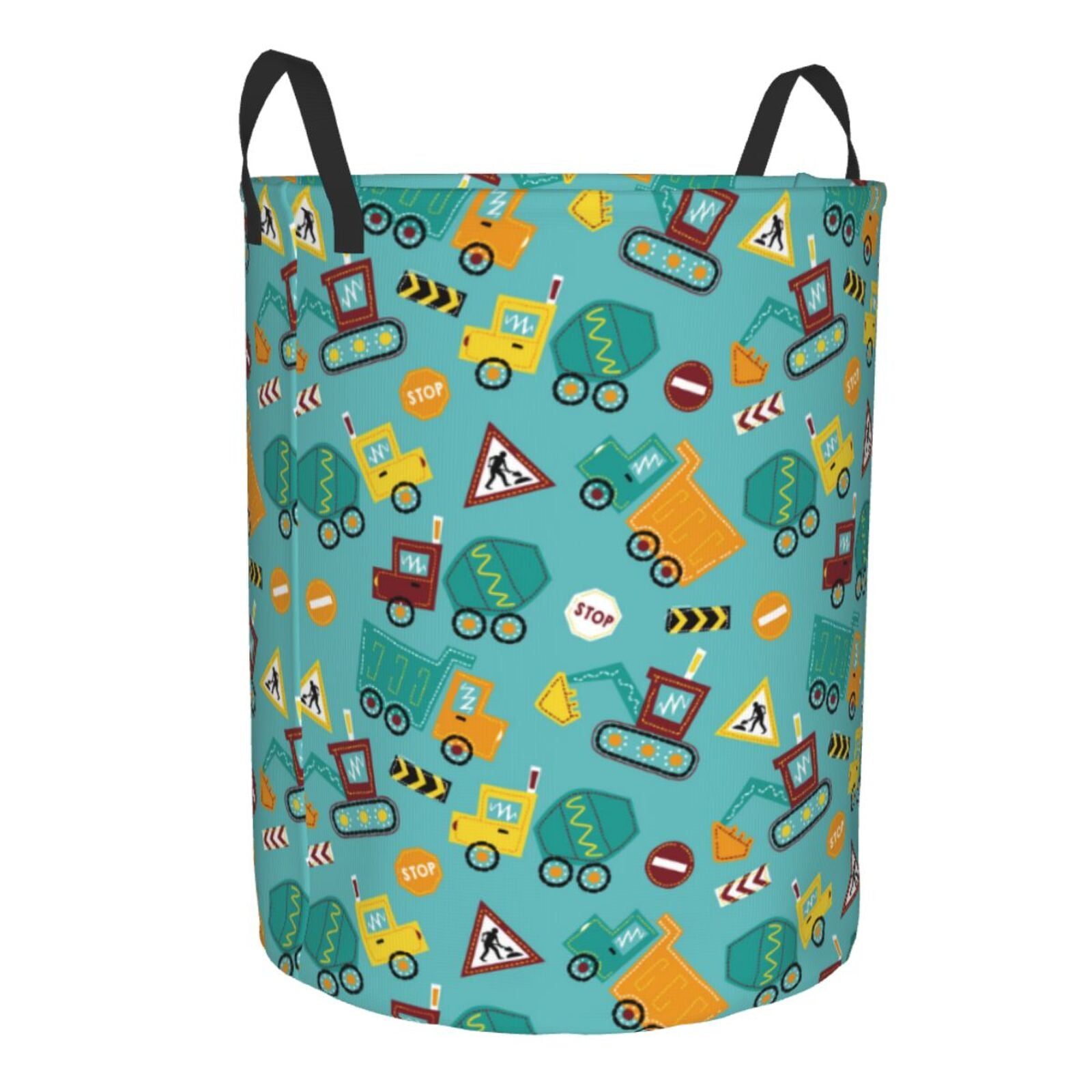 Uemuo Trucks And Excavators Pattern Circular Laundry Hamper Basket with ...