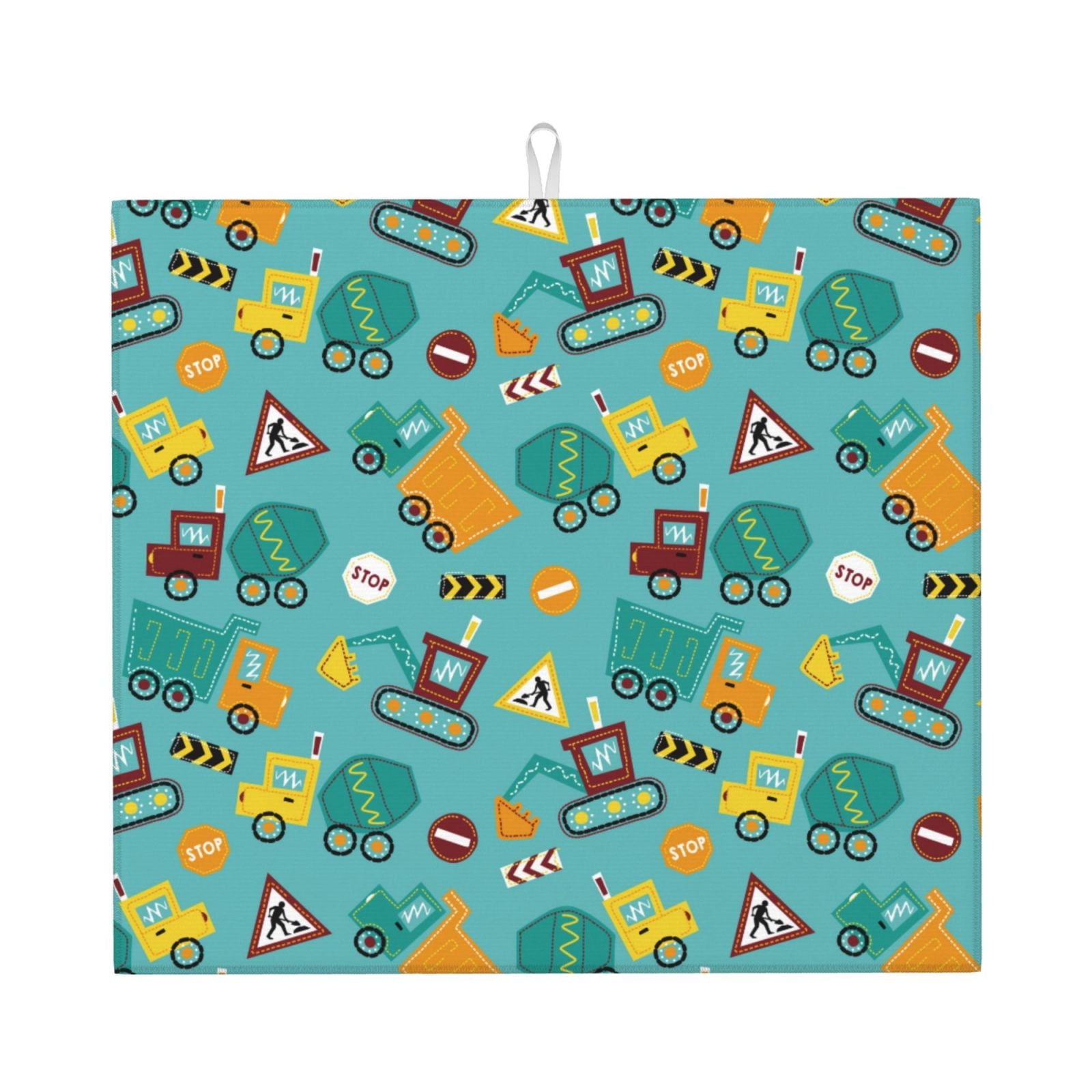 Uemuo Trucks And Excavators Pattern Dish Drying Mat,16*18 inch ...