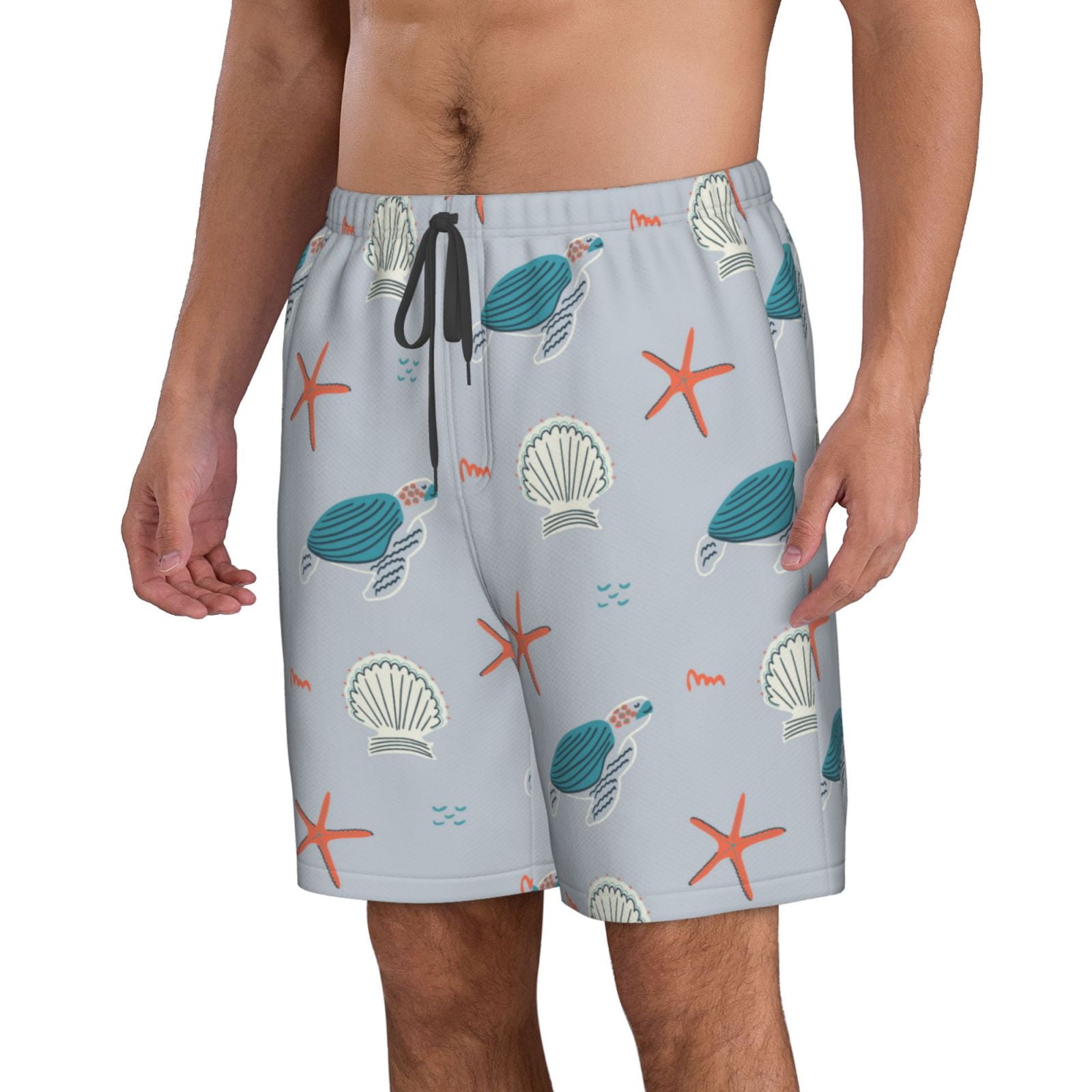 Uemuo Turtles And Shells Pattern Men's Swim Trunks Hawaiian Beach ...