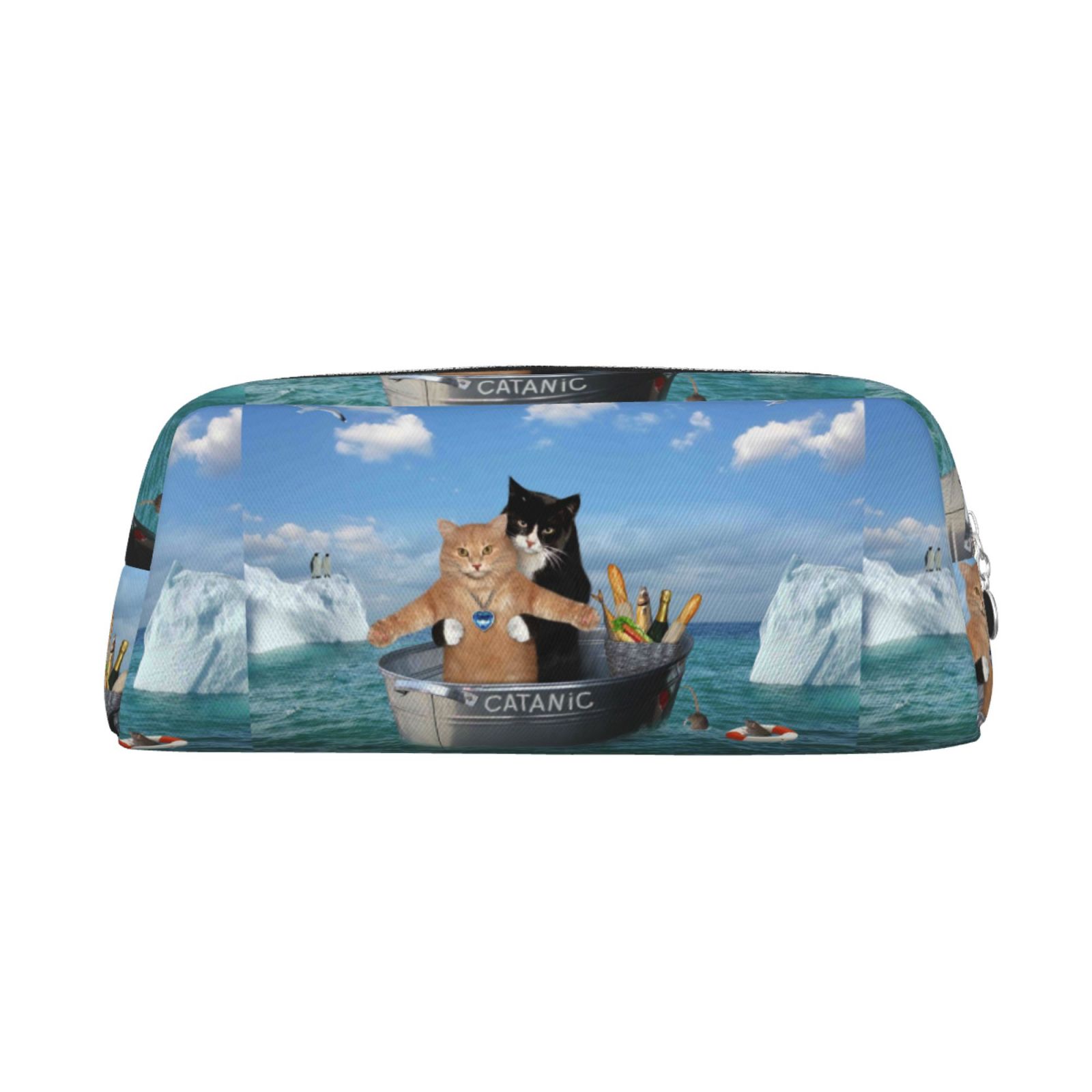 Uemuo Two Brave Cats Are Floating On The Sea Iceberg Printed Leather ...