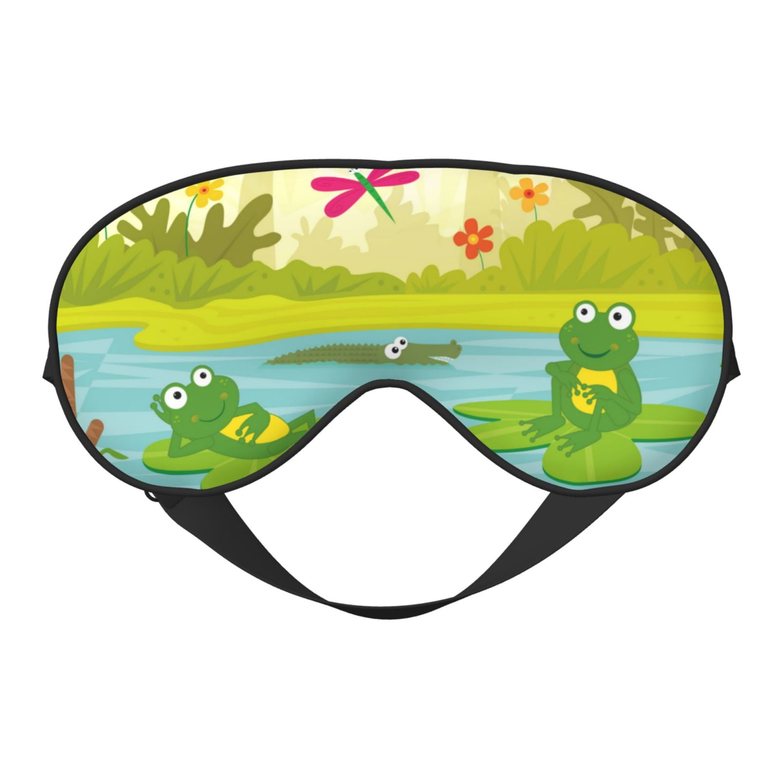 Uemuo Two Frogs Are Sitting On Water Lilies Pattern Sleep Eye Mask ...