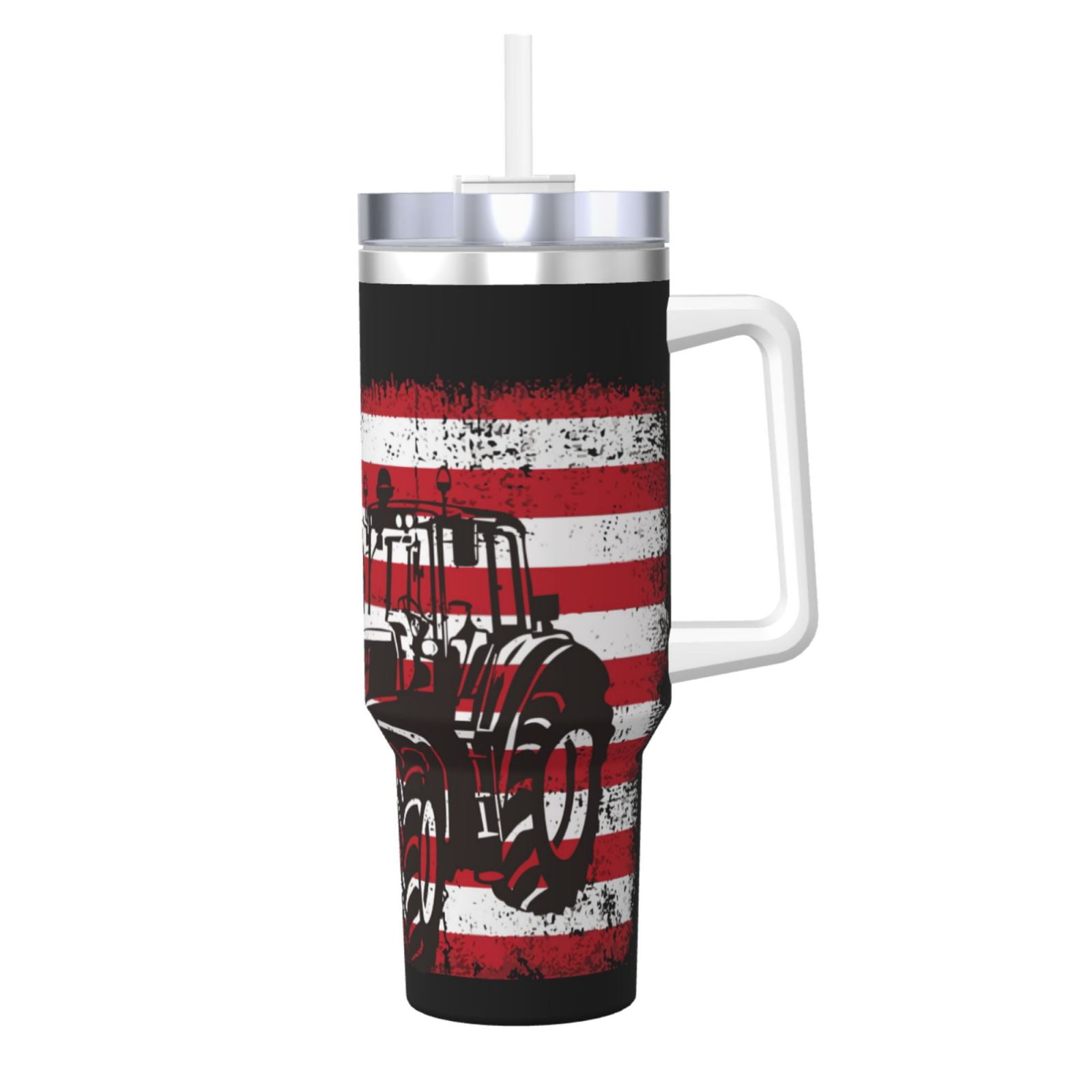 Uemuo USA Vintage Flag Tractor Print 40oz Ice Bully With Handle And ...