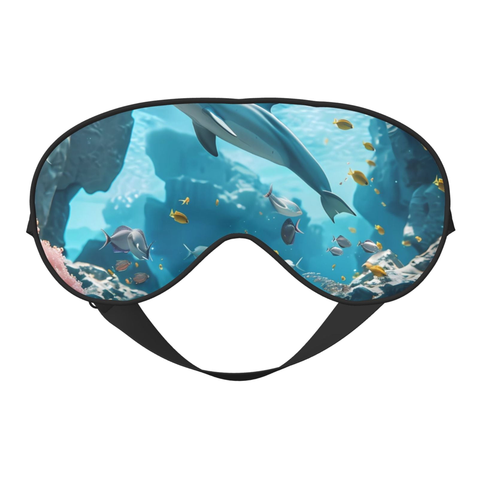 Uemuo Underwater Dolphin Scene Pattern Sleep Eye Mask - Light Blocking ...