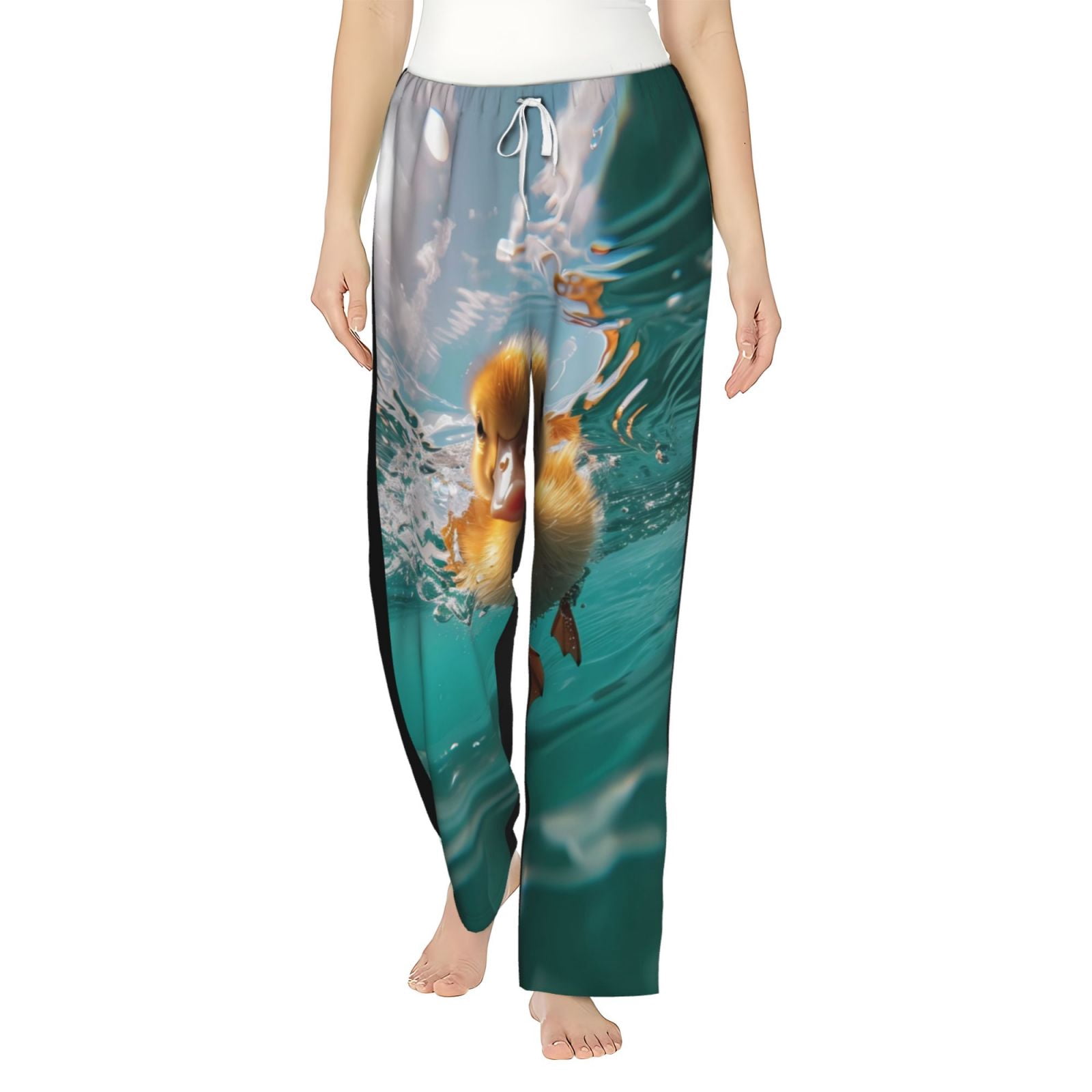 Uemuo Underwater Swimming Duck Pattern Women's Wide Leg Palazzo Lounge ...