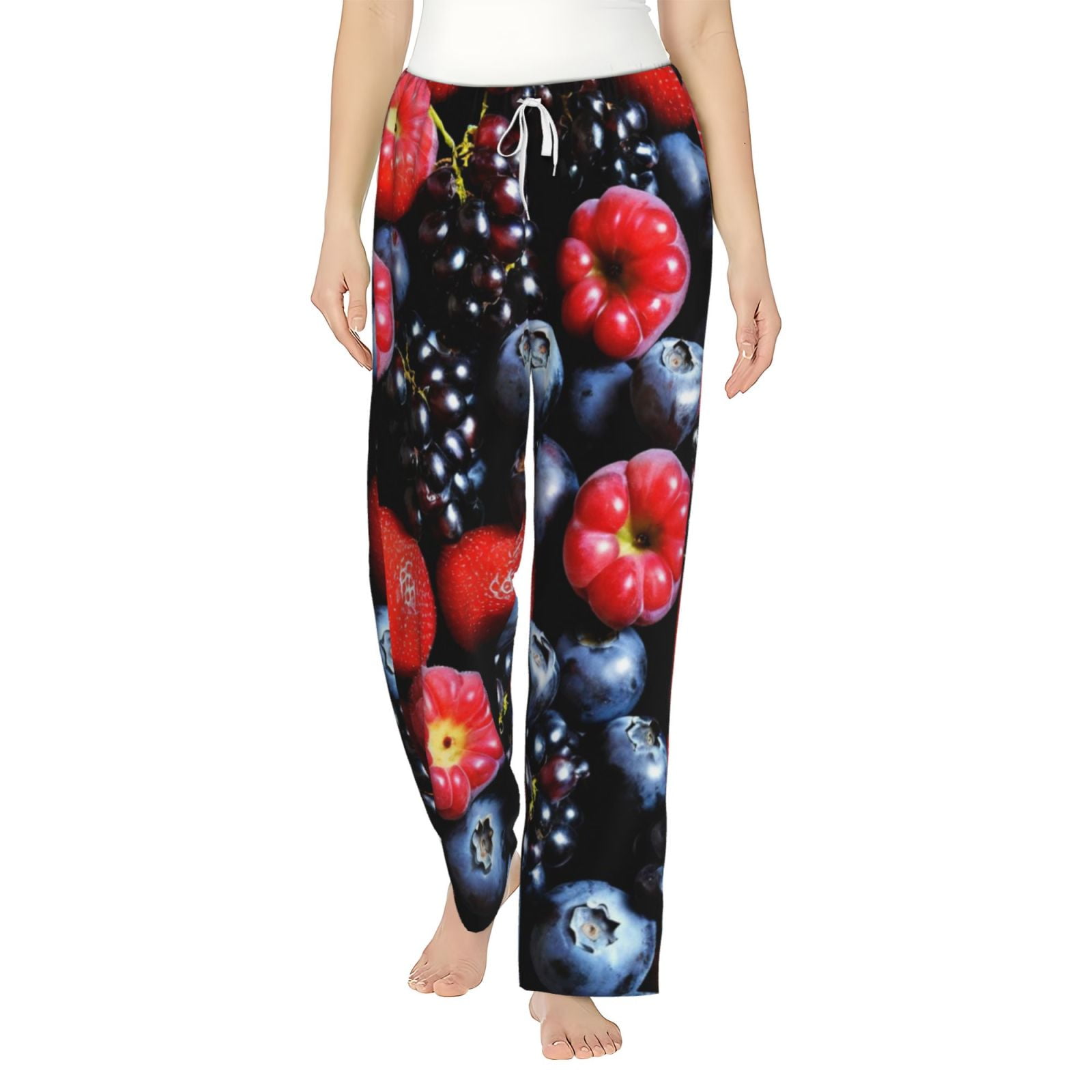 Uemuo Variety Of Fruits And Berries Pattern Women's Wide Leg Palazzo ...