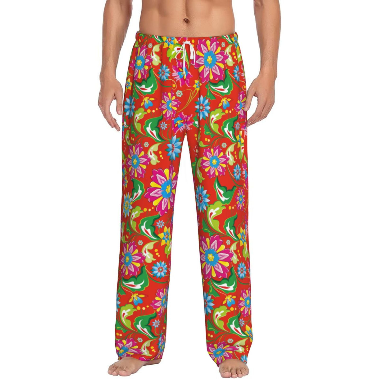 Uemuo Vector Mexican Otomi Style Bright Pattern Men's Wide Leg Palazzo ...