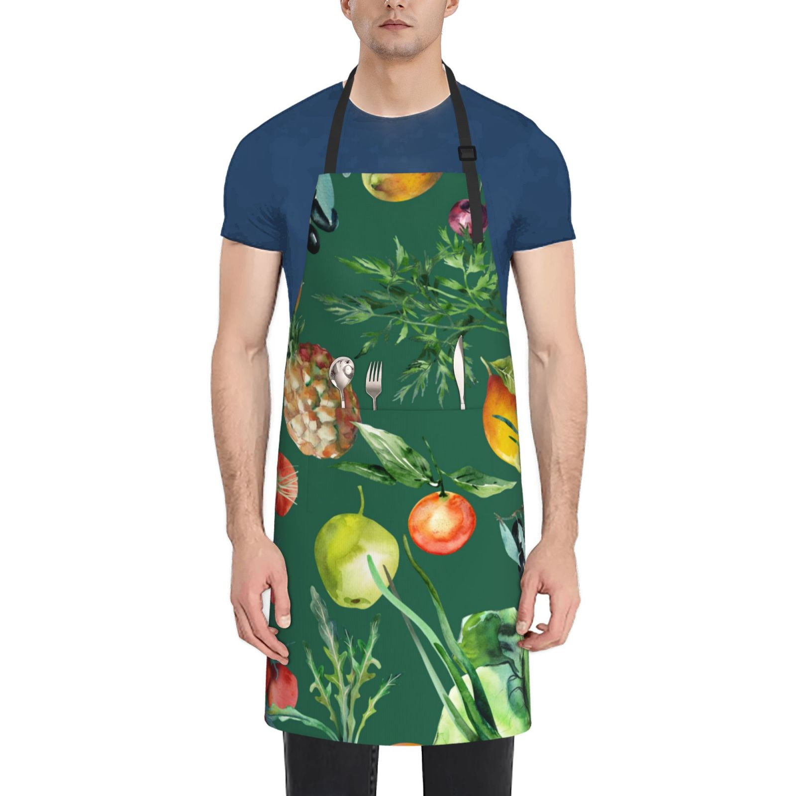 Uemuo Vegan Pattern Waterproof Apron Adjustable Dishwasher Apron- Apron ...