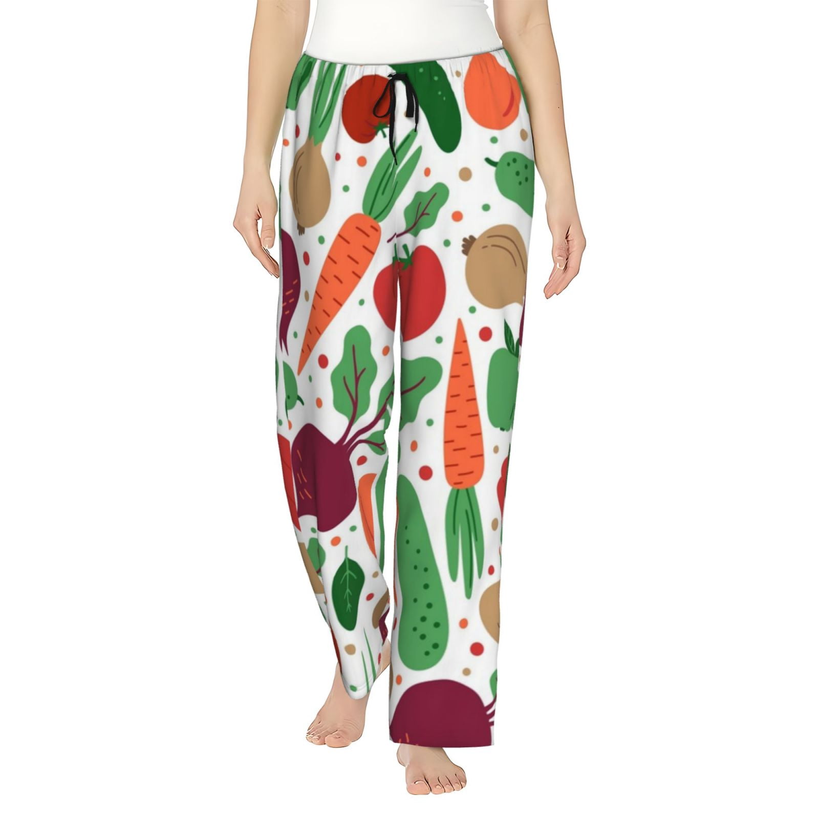 Uemuo Vegetables Pattern Women's Wide Leg Palazzo Lounge Pants with ...