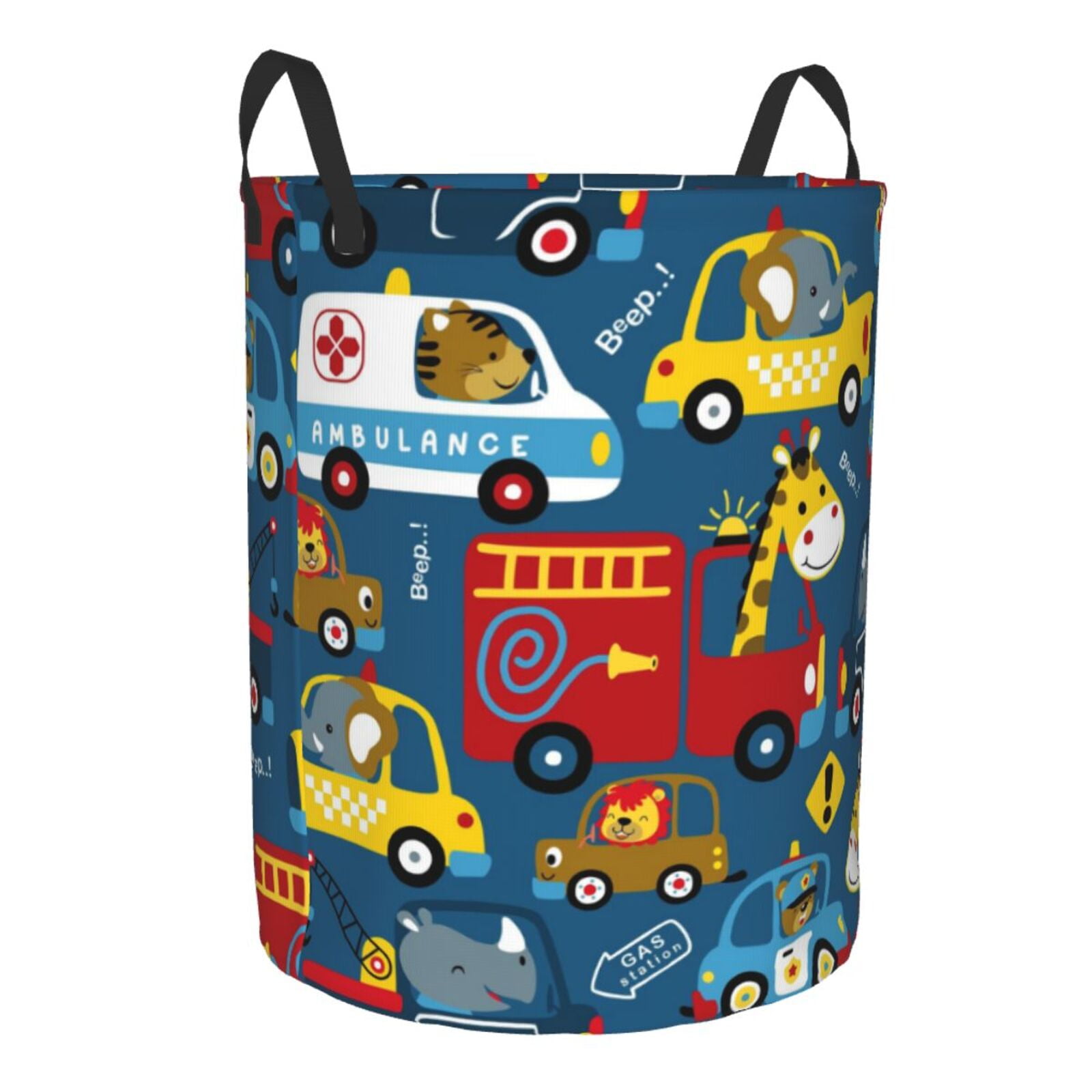 Uemuo Vehicles Cartoon with Funny Drivers Pattern Circular Laundry ...