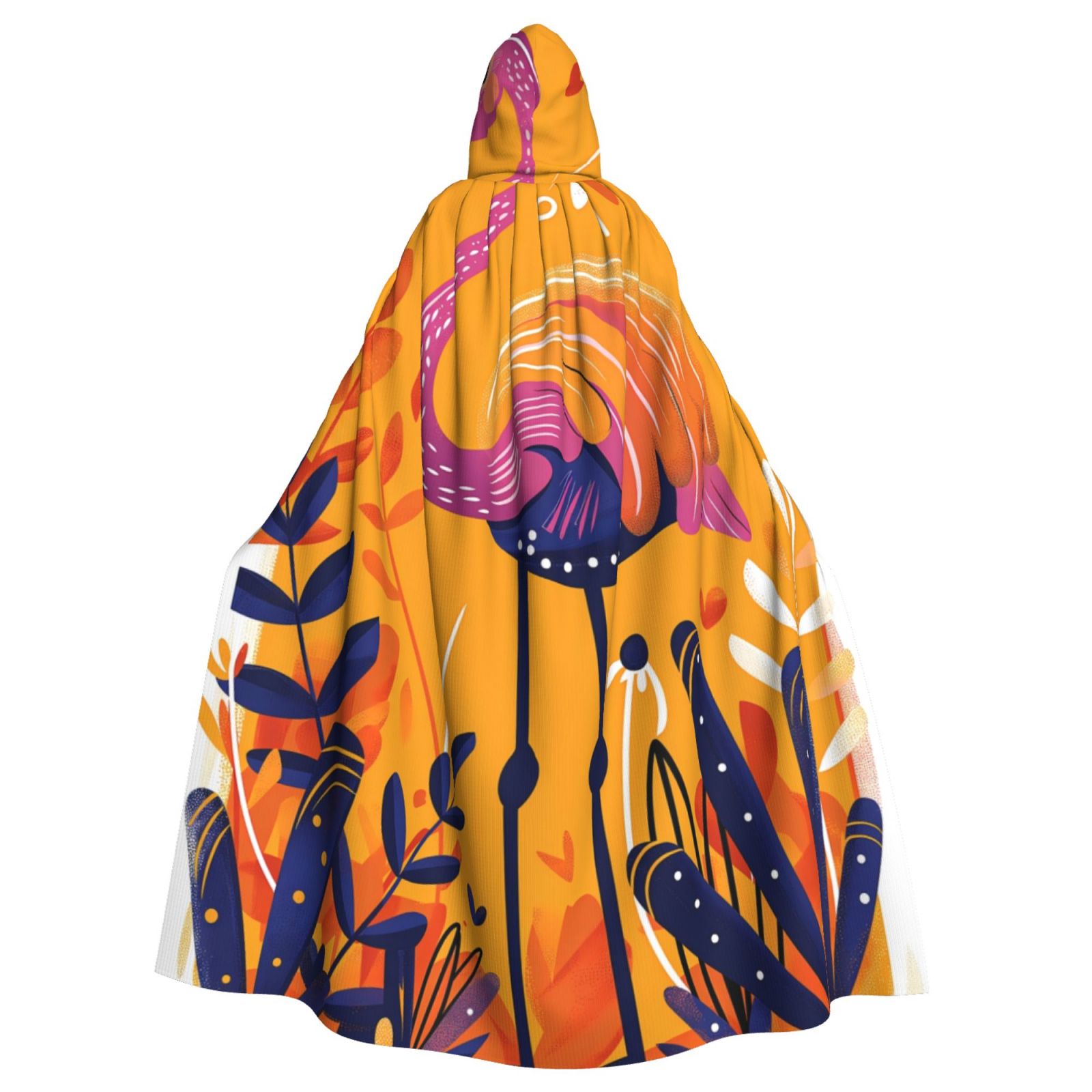 Uemuo Vibrant Flamingo Illustration Pattern Hooded Cloak Cape with Hood ...