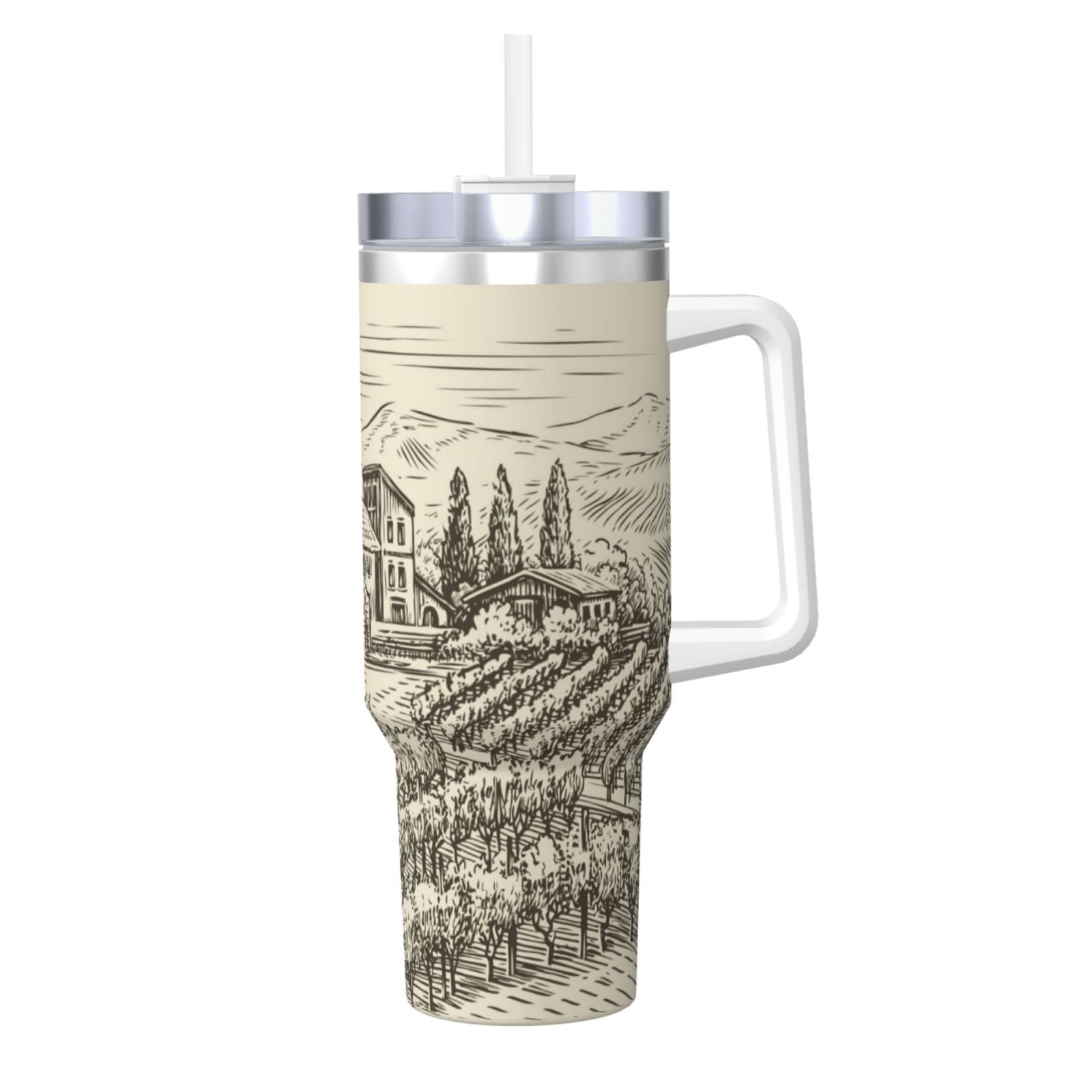 Uemuo Vineyard Landscape Print 40oz Ice Bully With Handle And Straw ...
