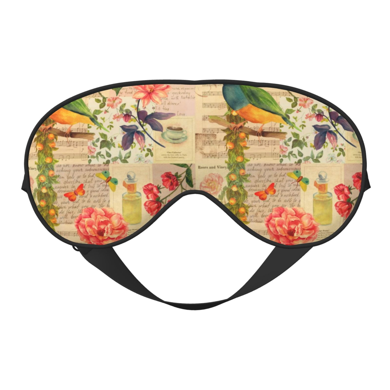 Uemuo Vintage Bird Pattern Sleep Eye Mask - Light Blocking Sleep Mask ...