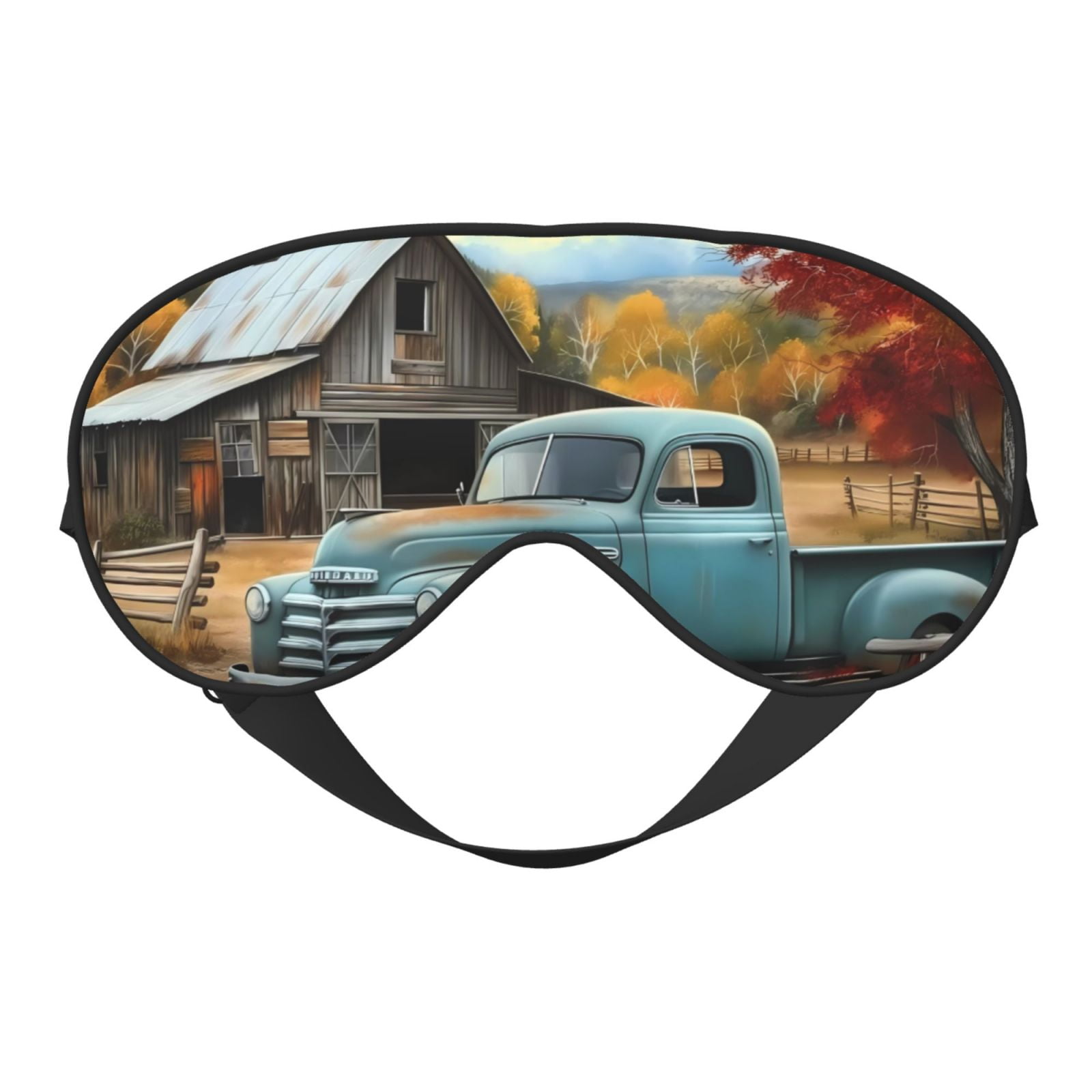 Uemuo Vintage Truck Farm Scene Pattern Sleep Eye Mask - Light Blocking ...