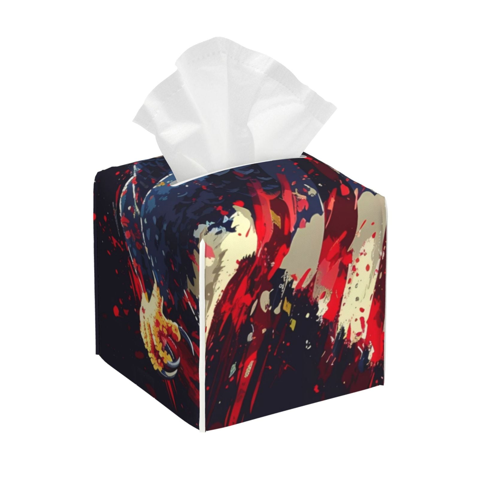Uemuo Watercolor Bald Eagle Tissue Box Cover Holder, Square with Bottom ...