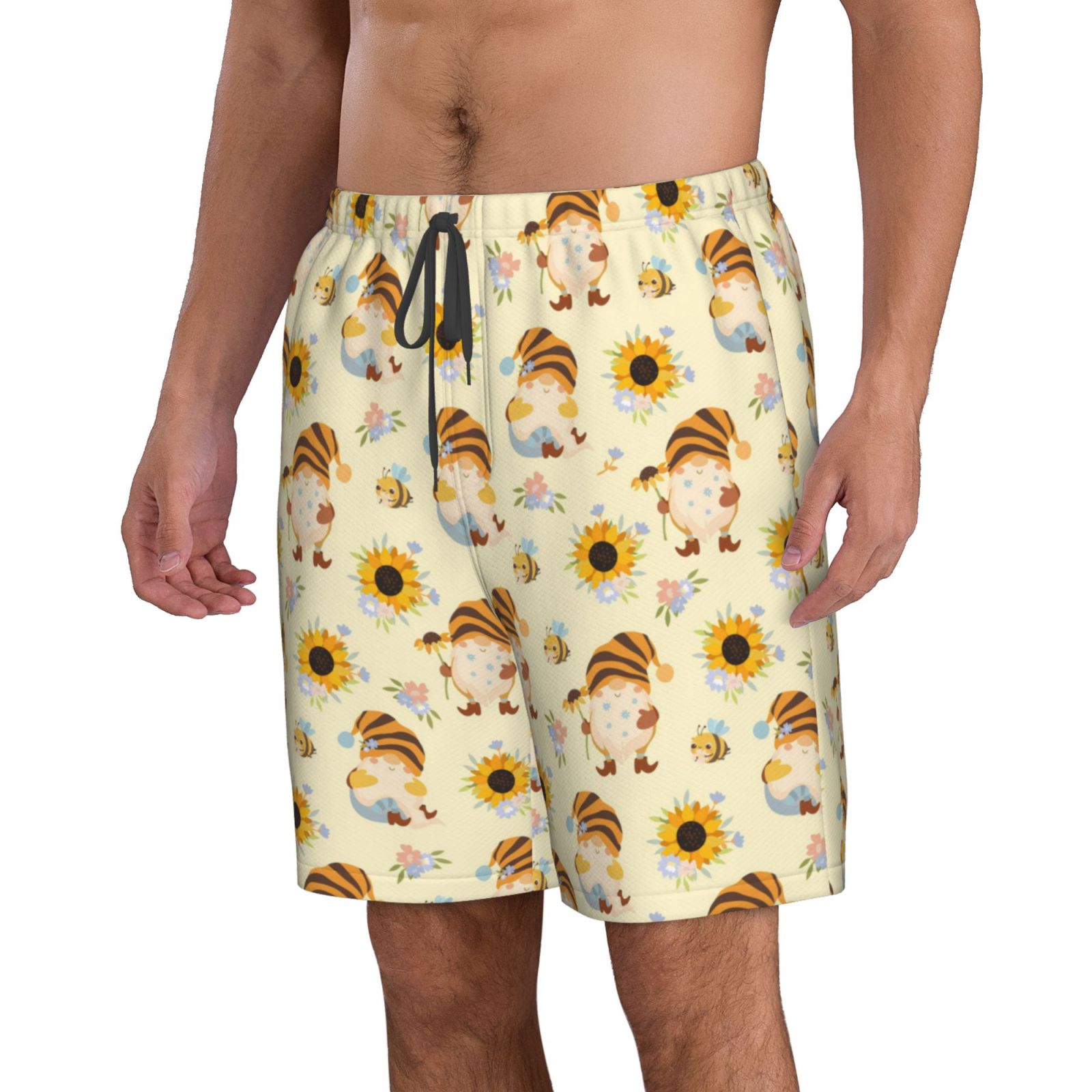 Uemuo Watercolor Bee Honey Honeycomb Bee Pattern Men's Swim Trunks ...