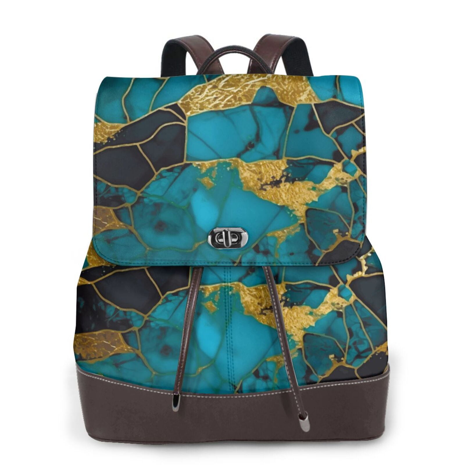 Uemuo Watercolor Blue Marbled for Backpack Purse for Women Large ...