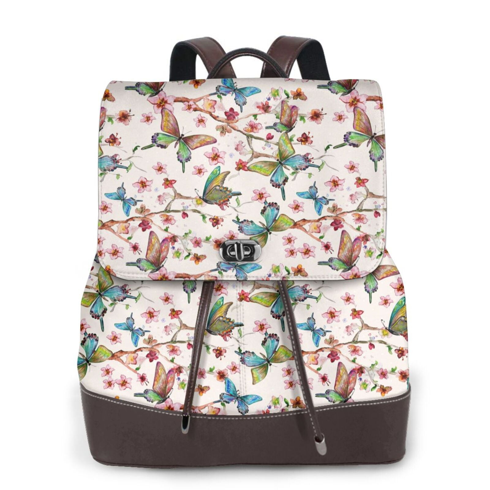 Uemuo Watercolor Floral With Butterflies for Backpack Purse for Women ...